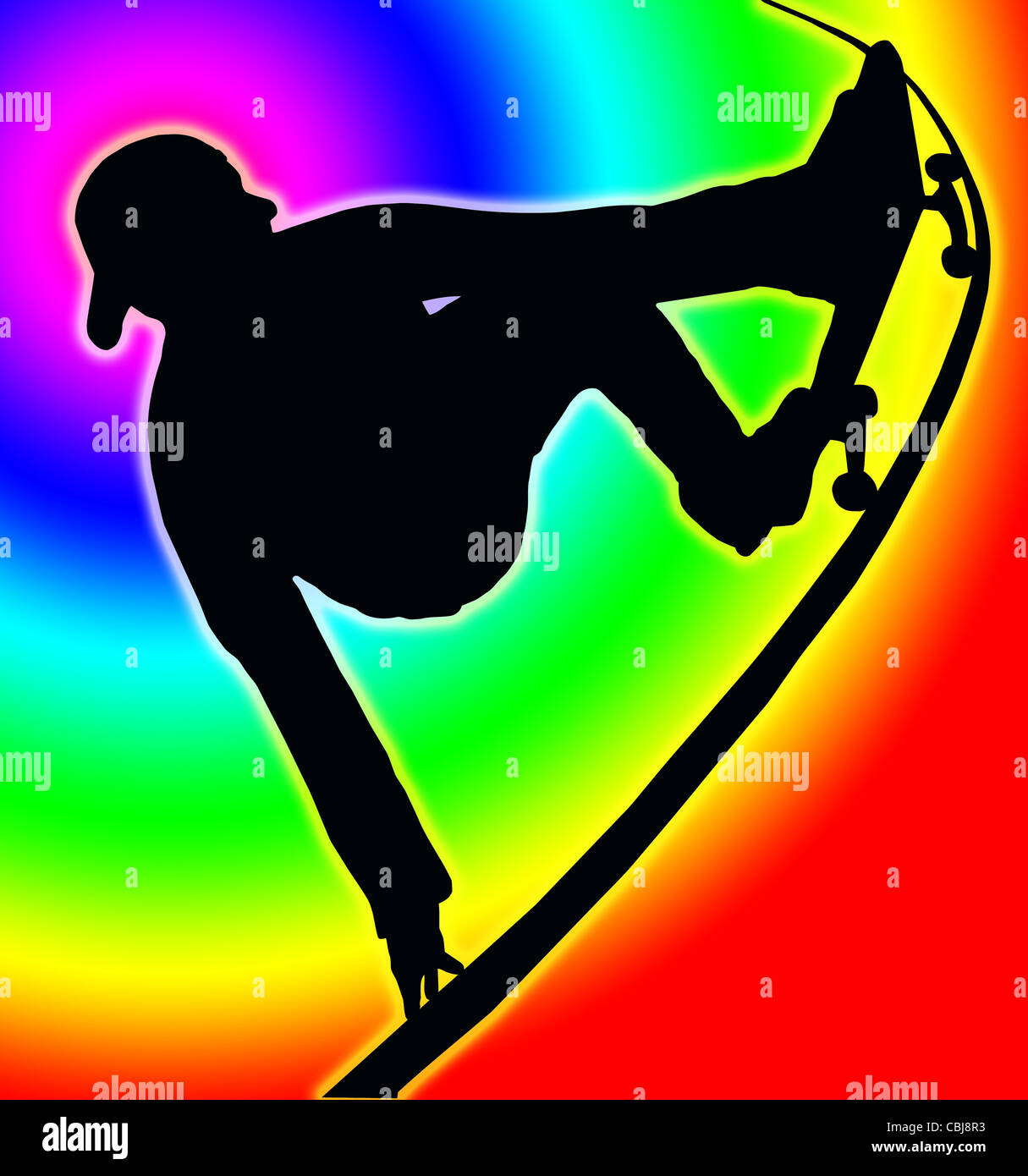 Color Circle Background Skateboarding Skater do Grab Turn on Vert Ramp ...