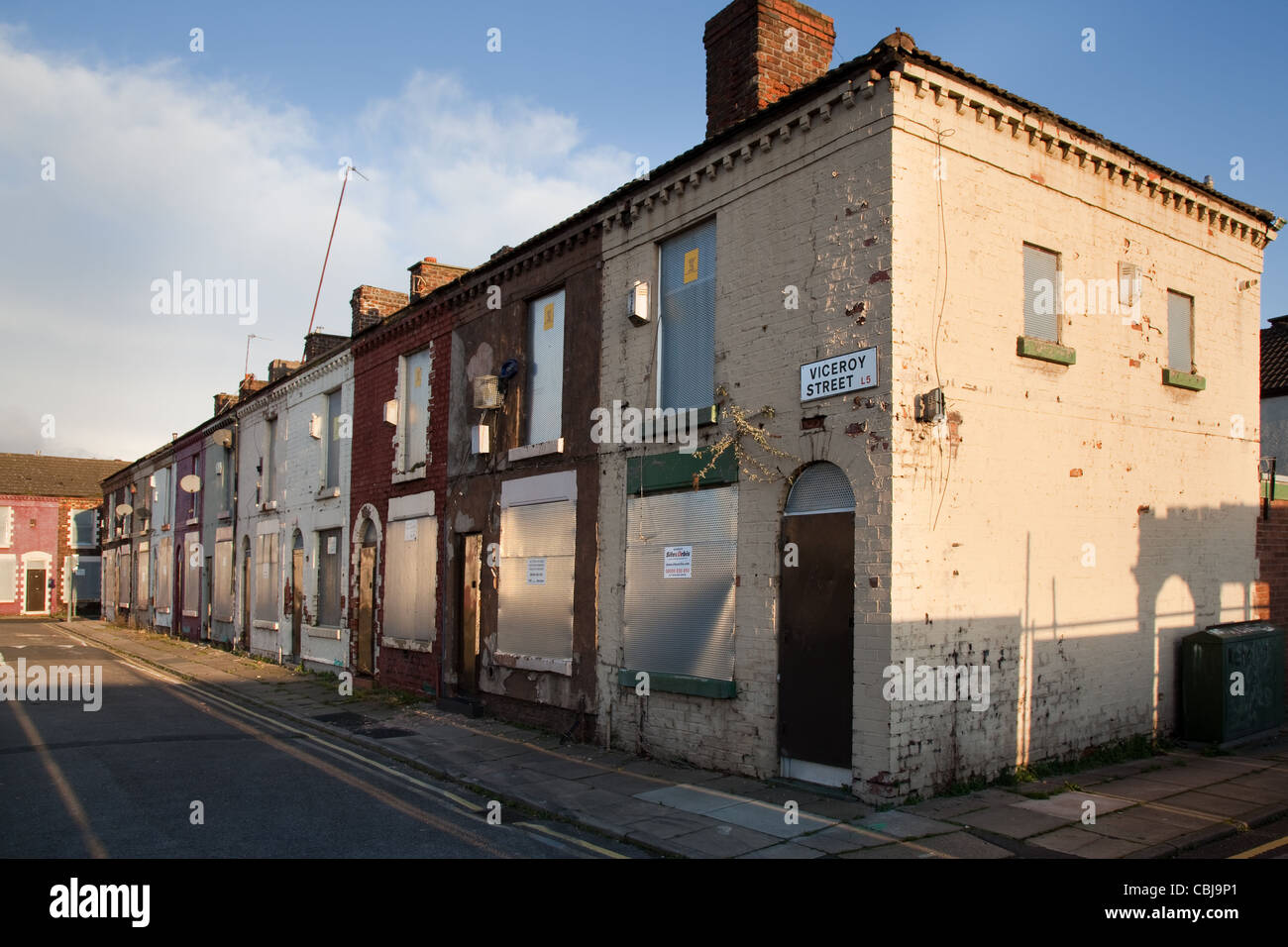 Viceroy Street deprivation. Boarded up house and sealed empty Property ...