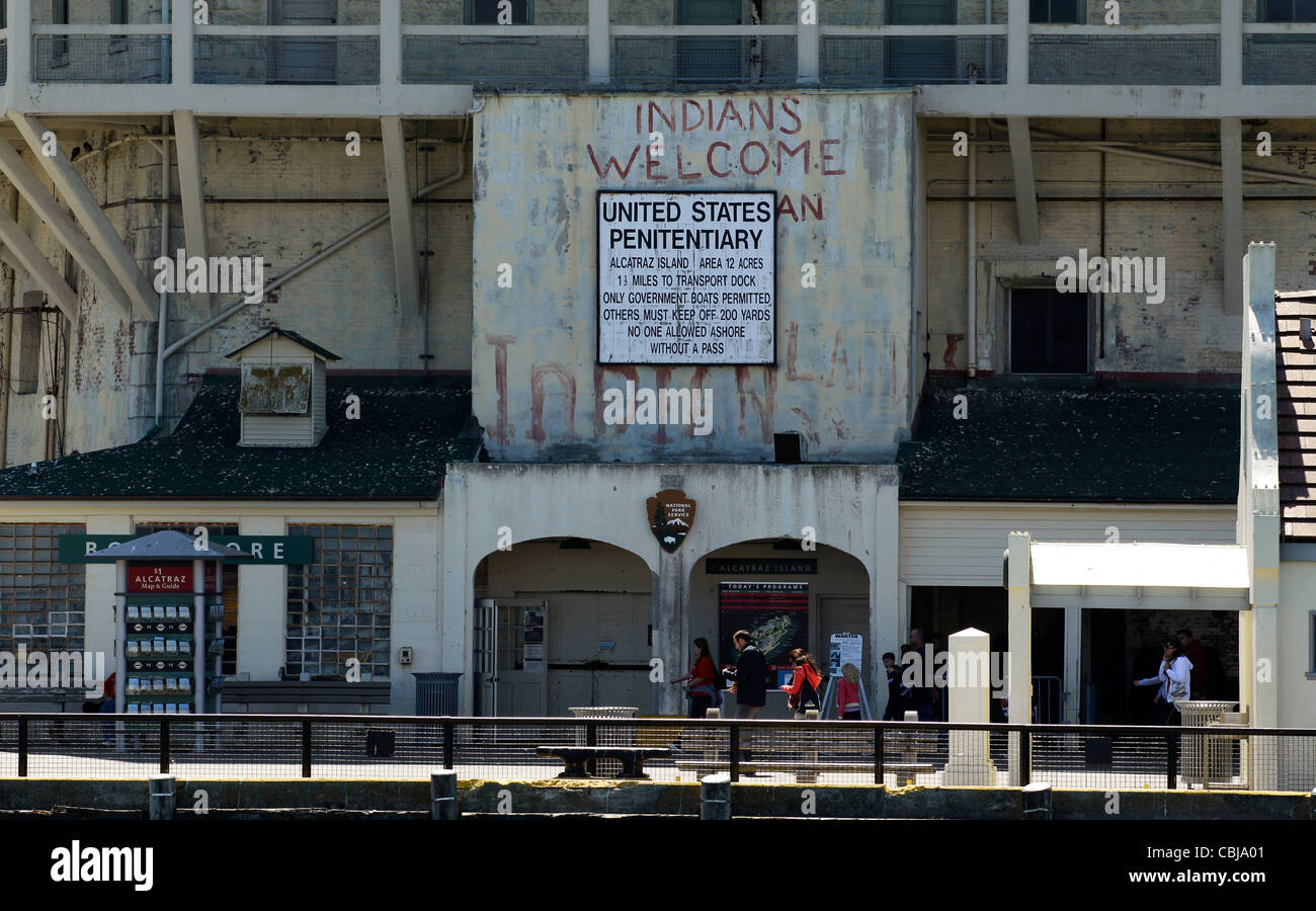 Alcatraz prison Tourism Guard tower cell block Stock Photo - Alamy