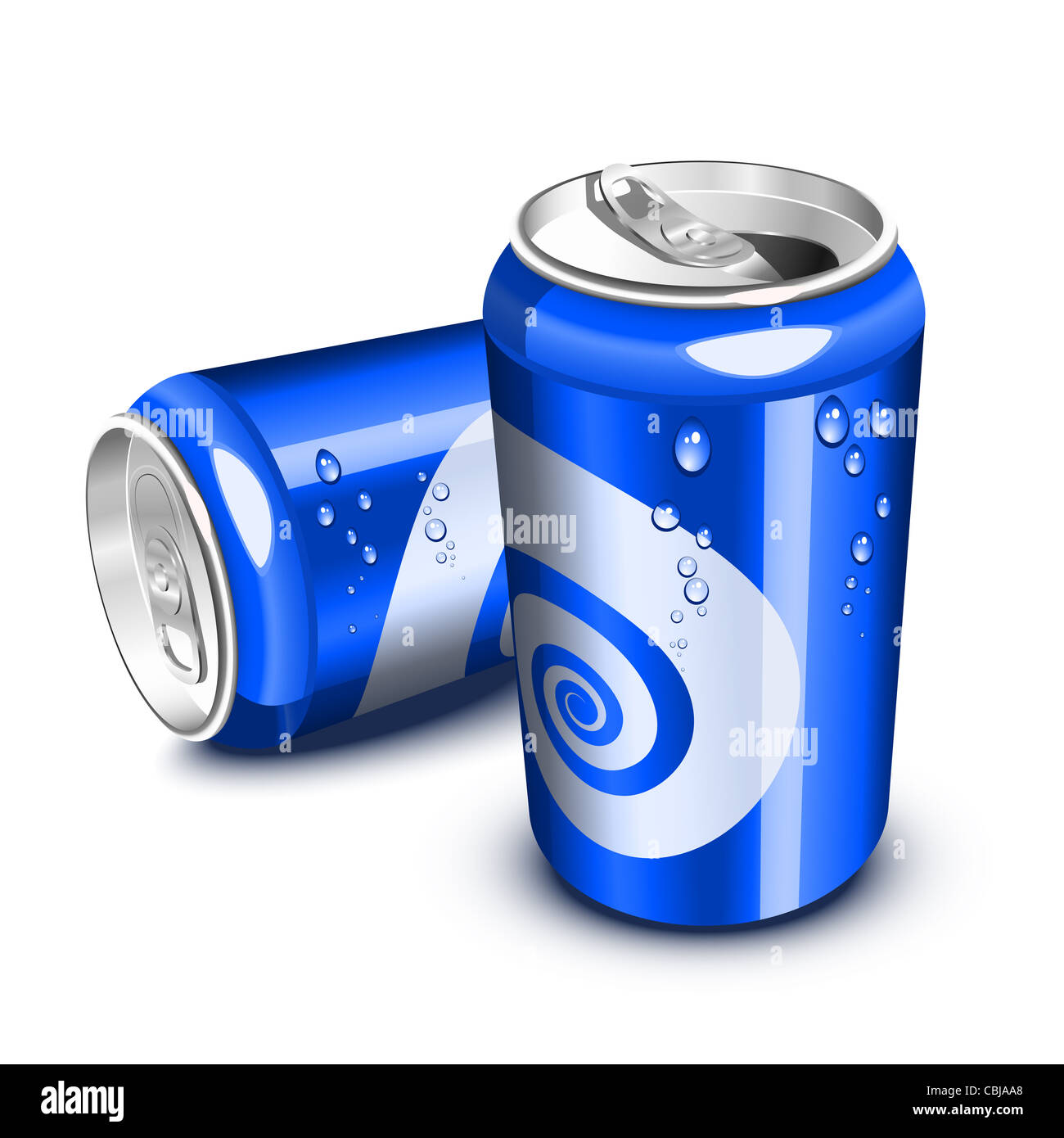 Blue soda cans, opened and closed Stock Photo - Alamy