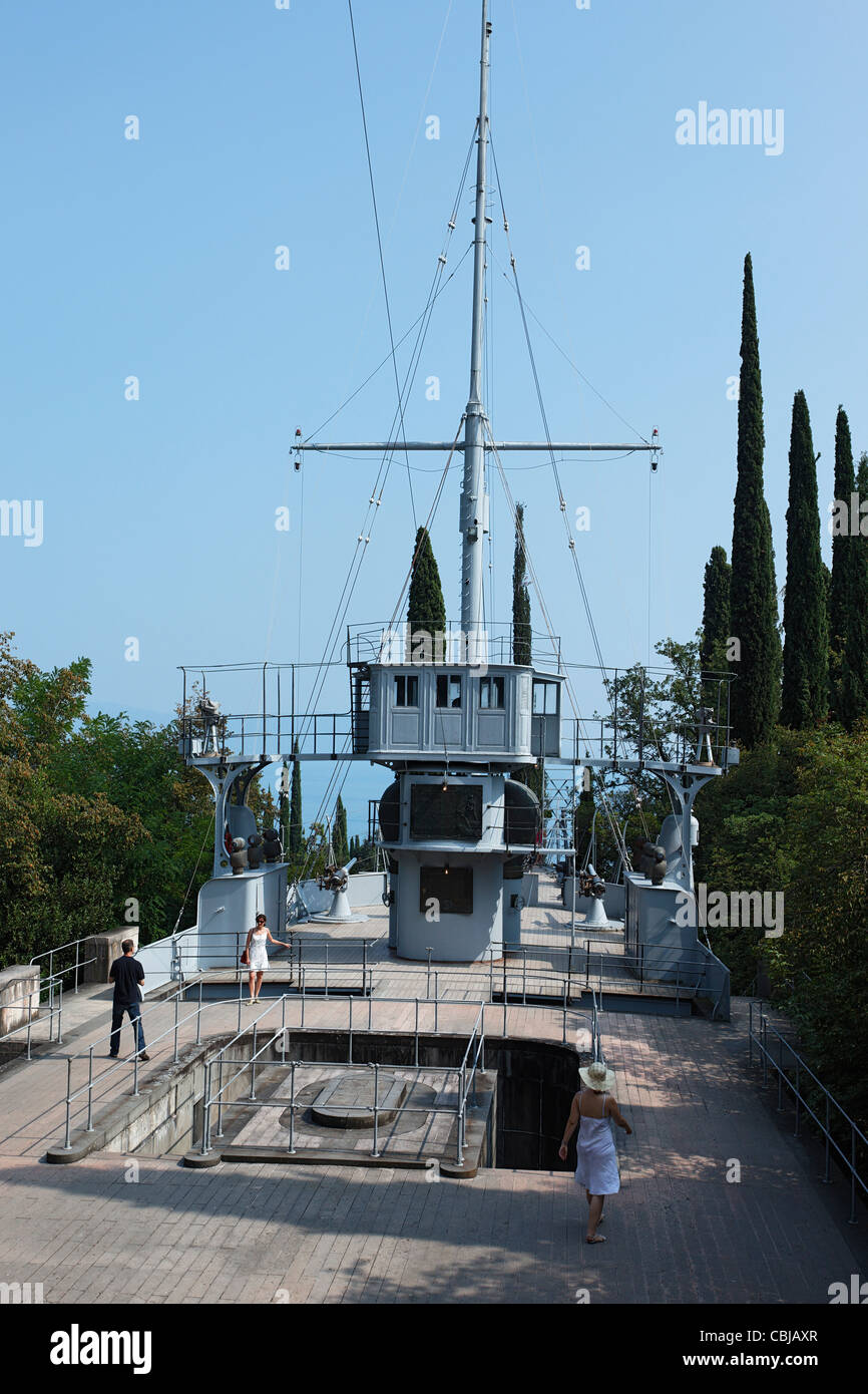 Tourists, Warship Puglia, Vittoriale degli Italiani, Gardone Riviera, Lake Garda, Lombardy ...