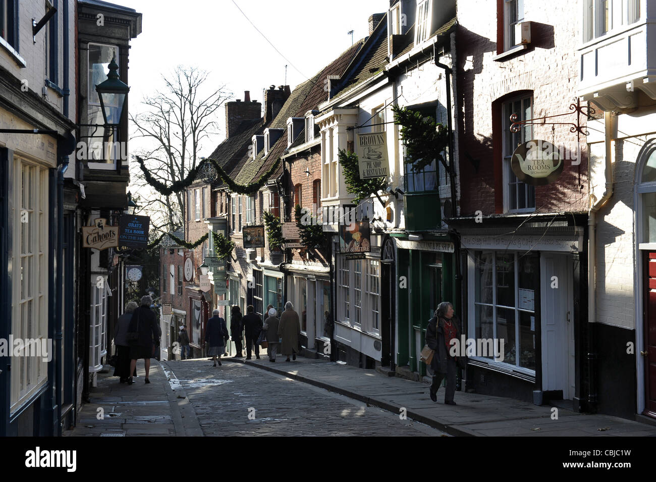 The top of Steep Hill in Lincoln city centre England Stock Photo - Alamy