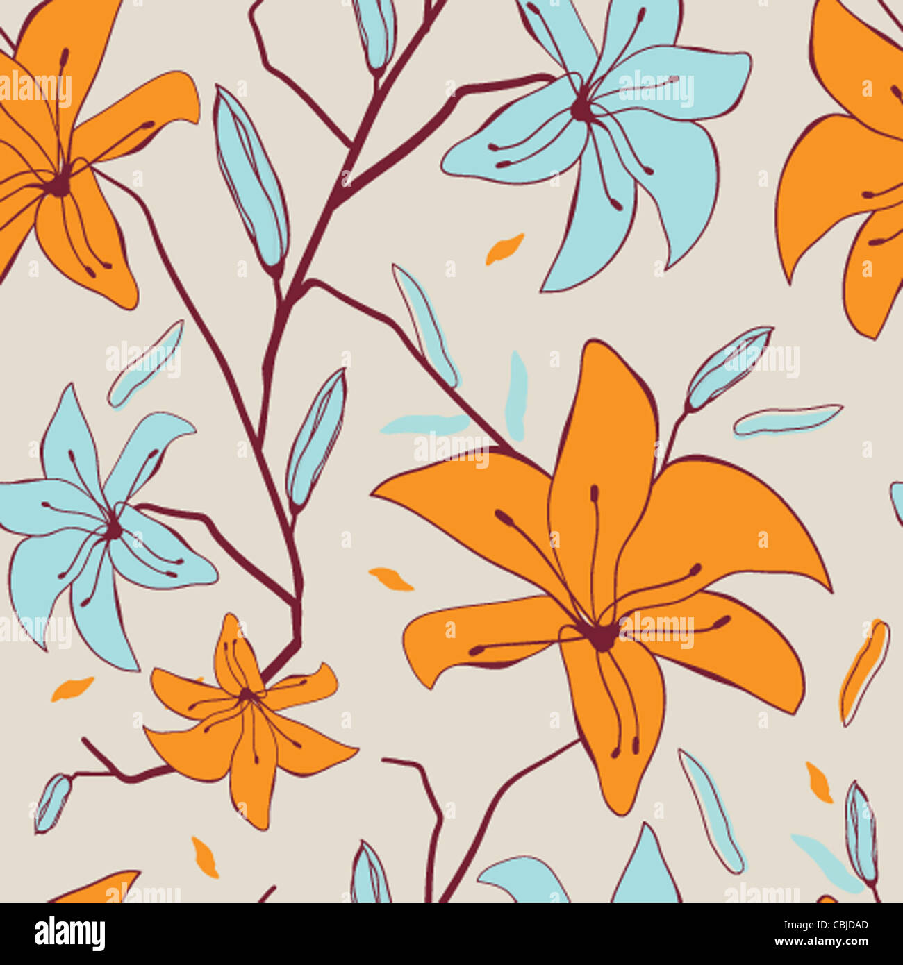 Seamless pattern with abstract lily flowers for your design Stock Photo ...