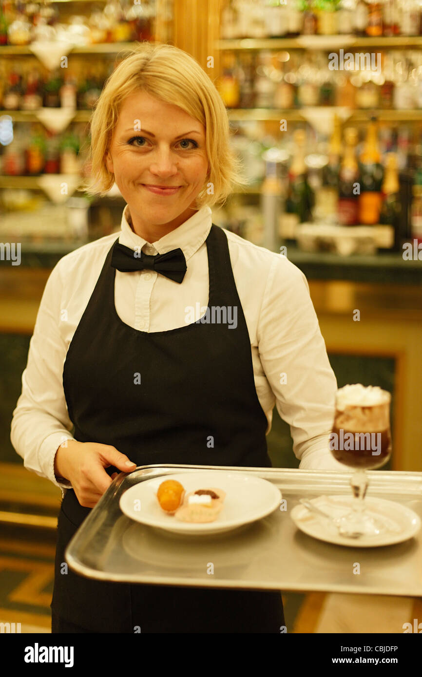 Waitress, Bicerin, Cafe San Carlo, Turin, Piedmont, Italy Stock Photo ...
