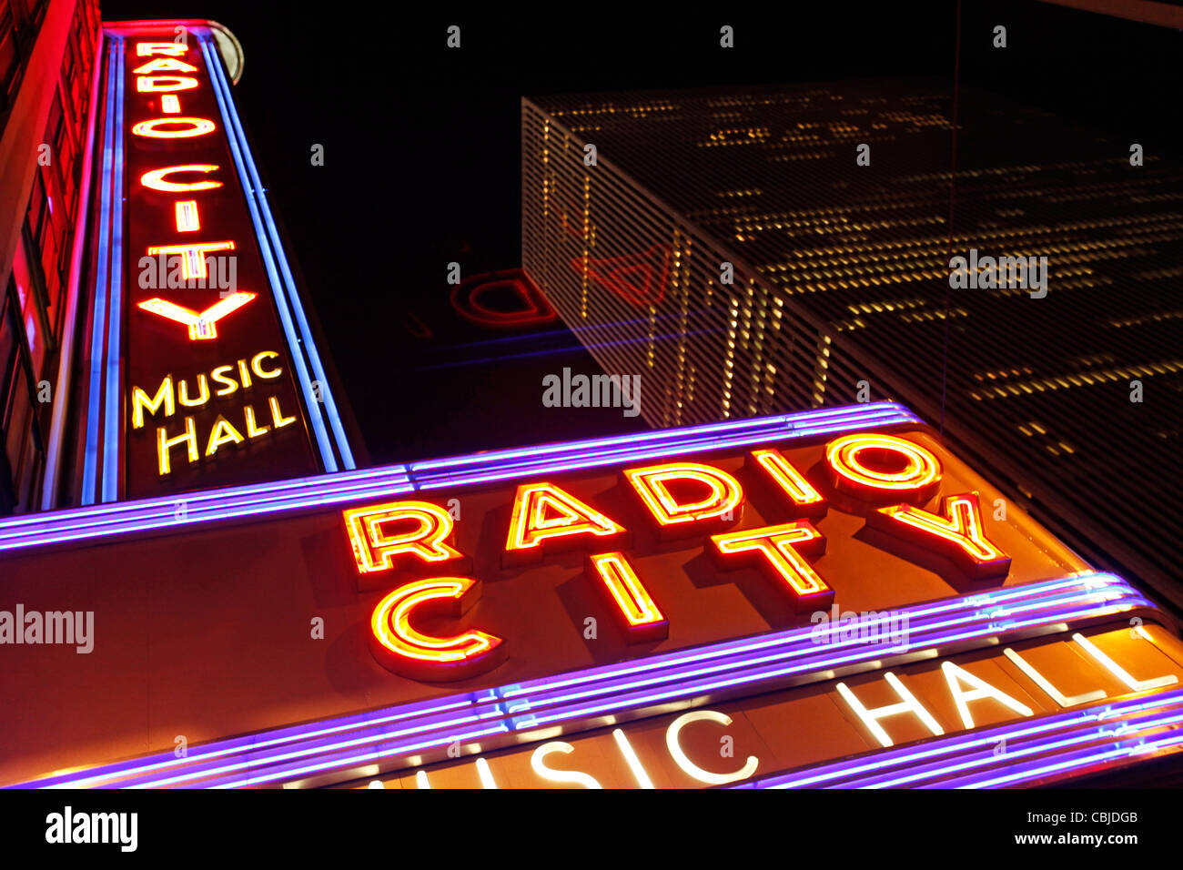 Radio City Music Hall neon light sign, New York Stock Photo - Alamy