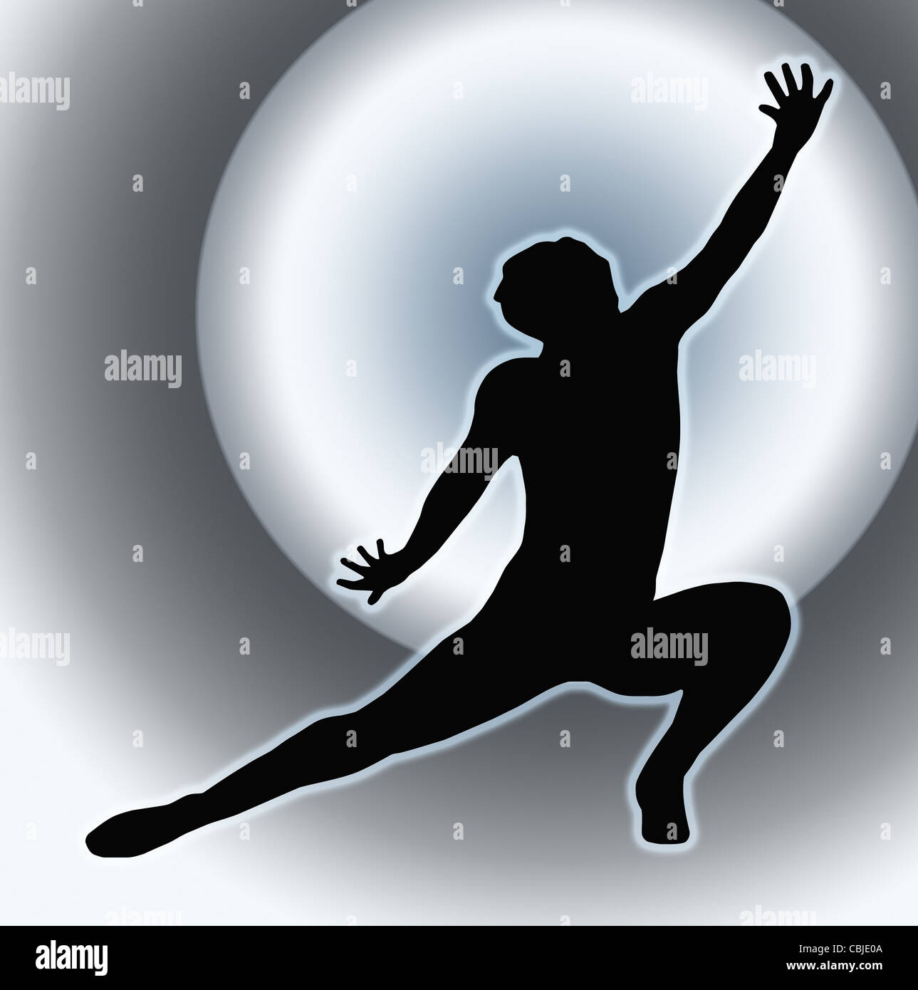 Spotlight Back Dancing Lady Kneeling Spread Leg Pose Silhouette Stock ...