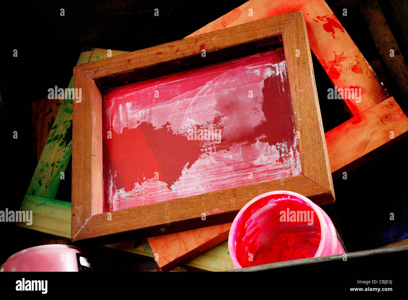 old silk screen frames Stock Photo - Alamy