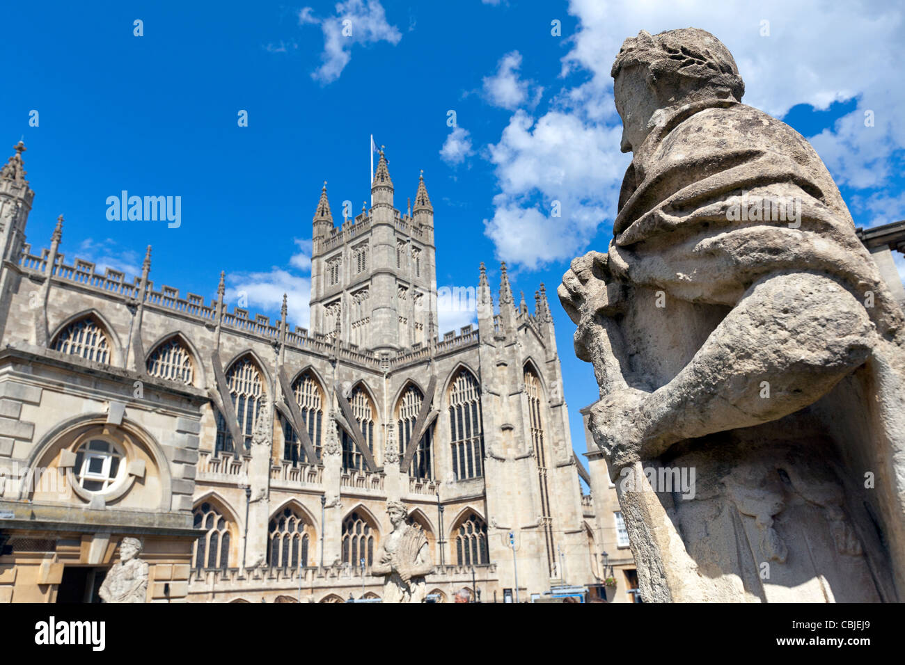 Roman statute at the Bath Abbey and Roman Baths, Bath Spa, England ...
