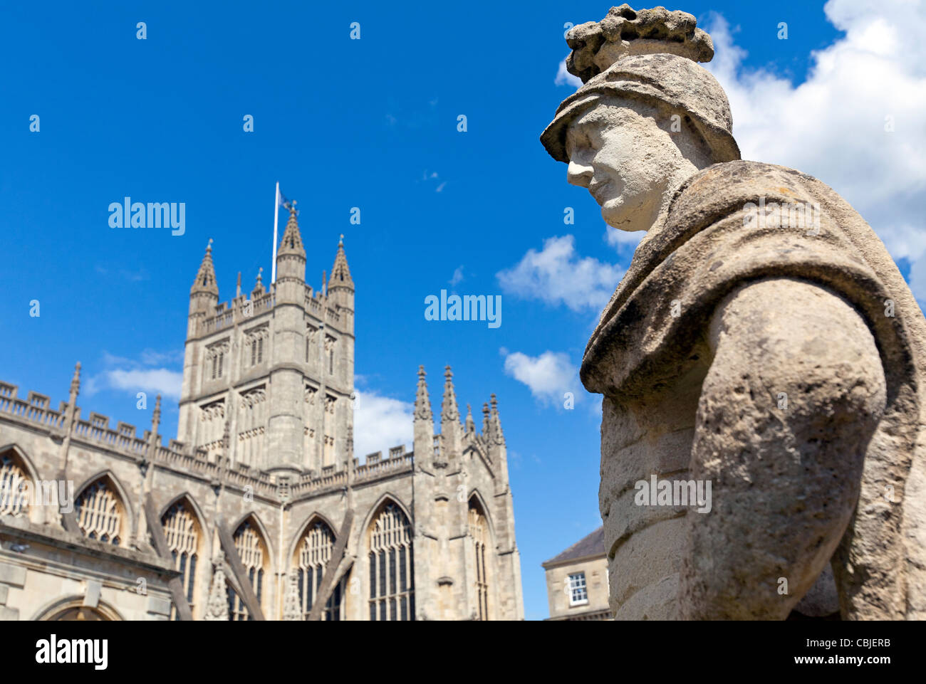Roman statute at the Bath Abbey and Roman Baths, Bath Spa, England ...