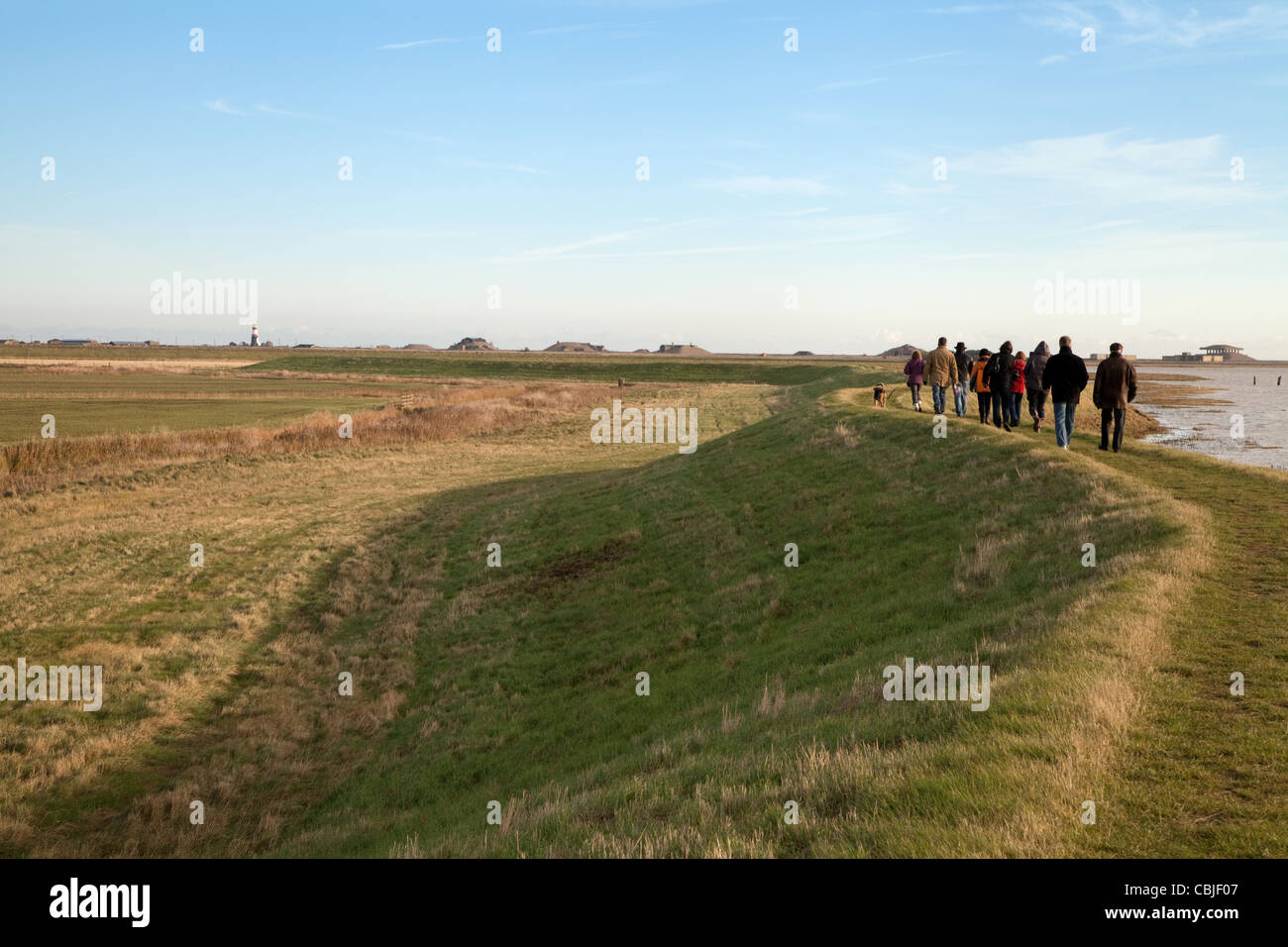 People walking the Suffolk Coastal path at Orford, Suffolk UK Stock ...