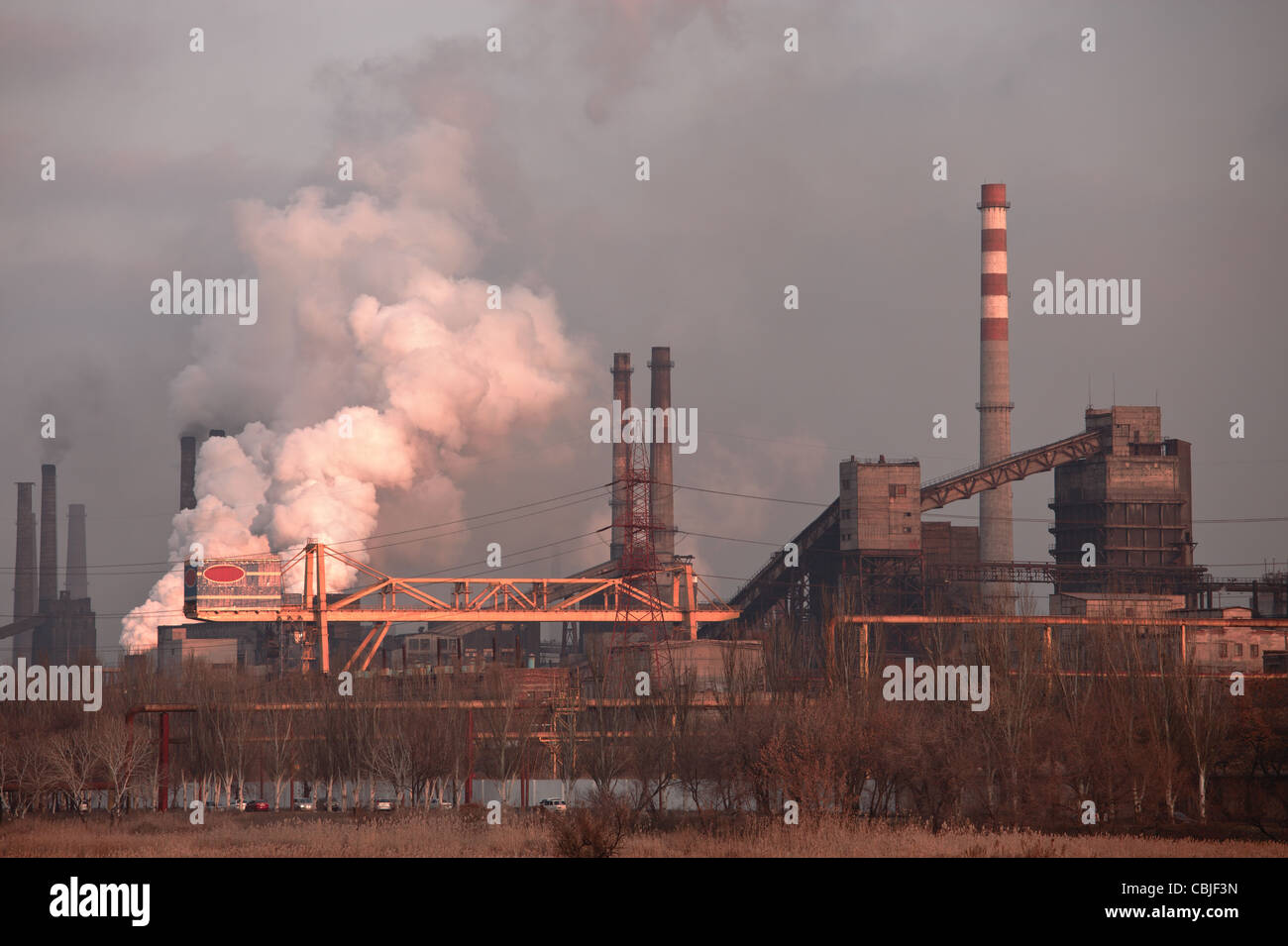 Panorama of metallurgical works. Industrial landscape Stock Photo - Alamy