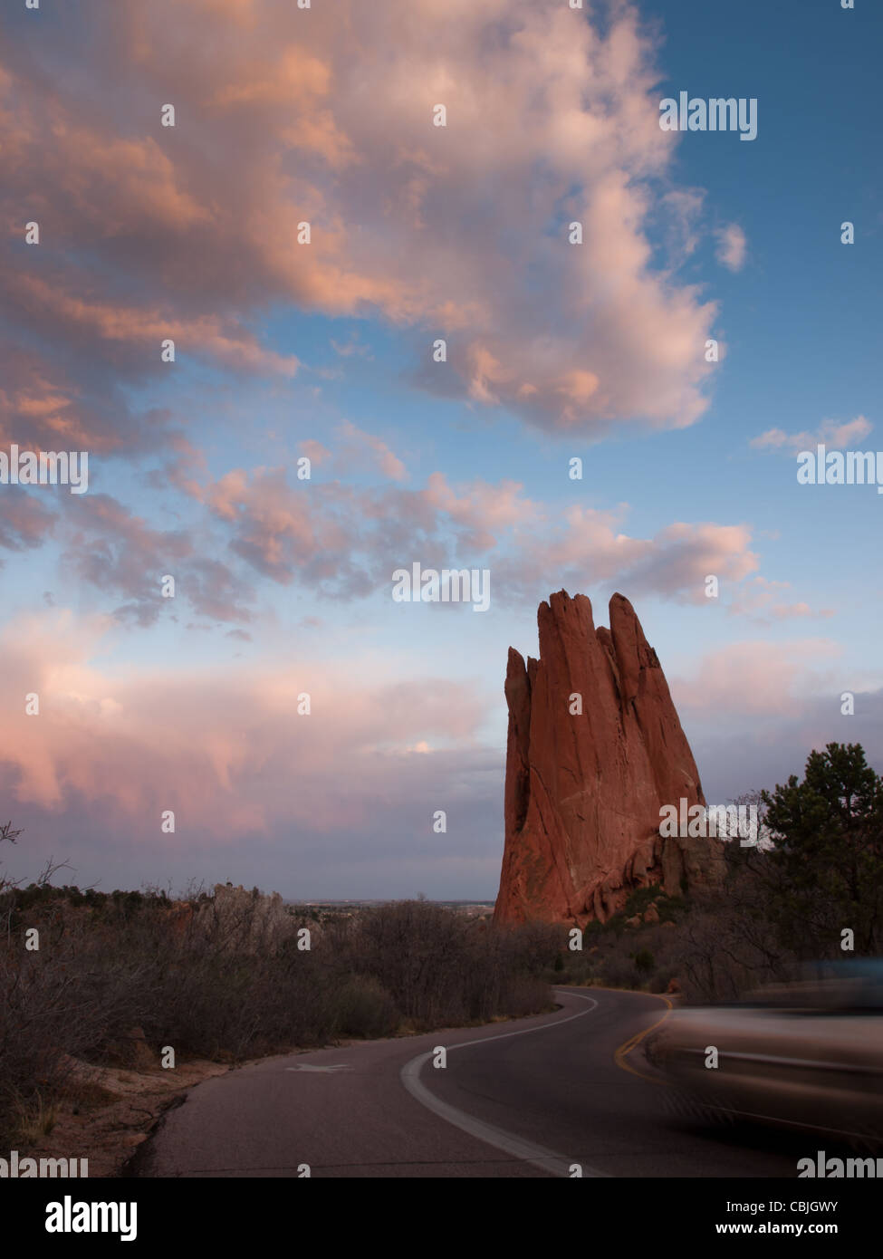 Sunset at Garden of the Gods Rock Formation in Colorado Stock Photo - Alamy