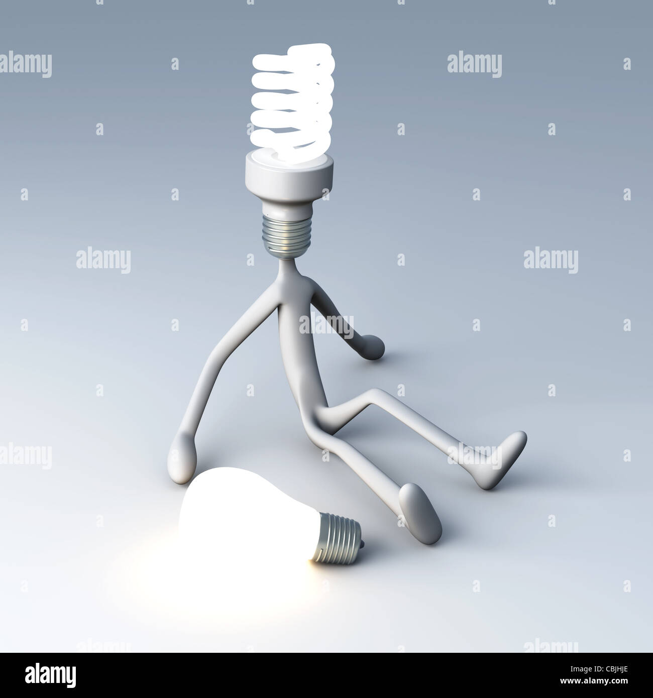 3d render man thinking lightbulb hi-res stock photography and images ...