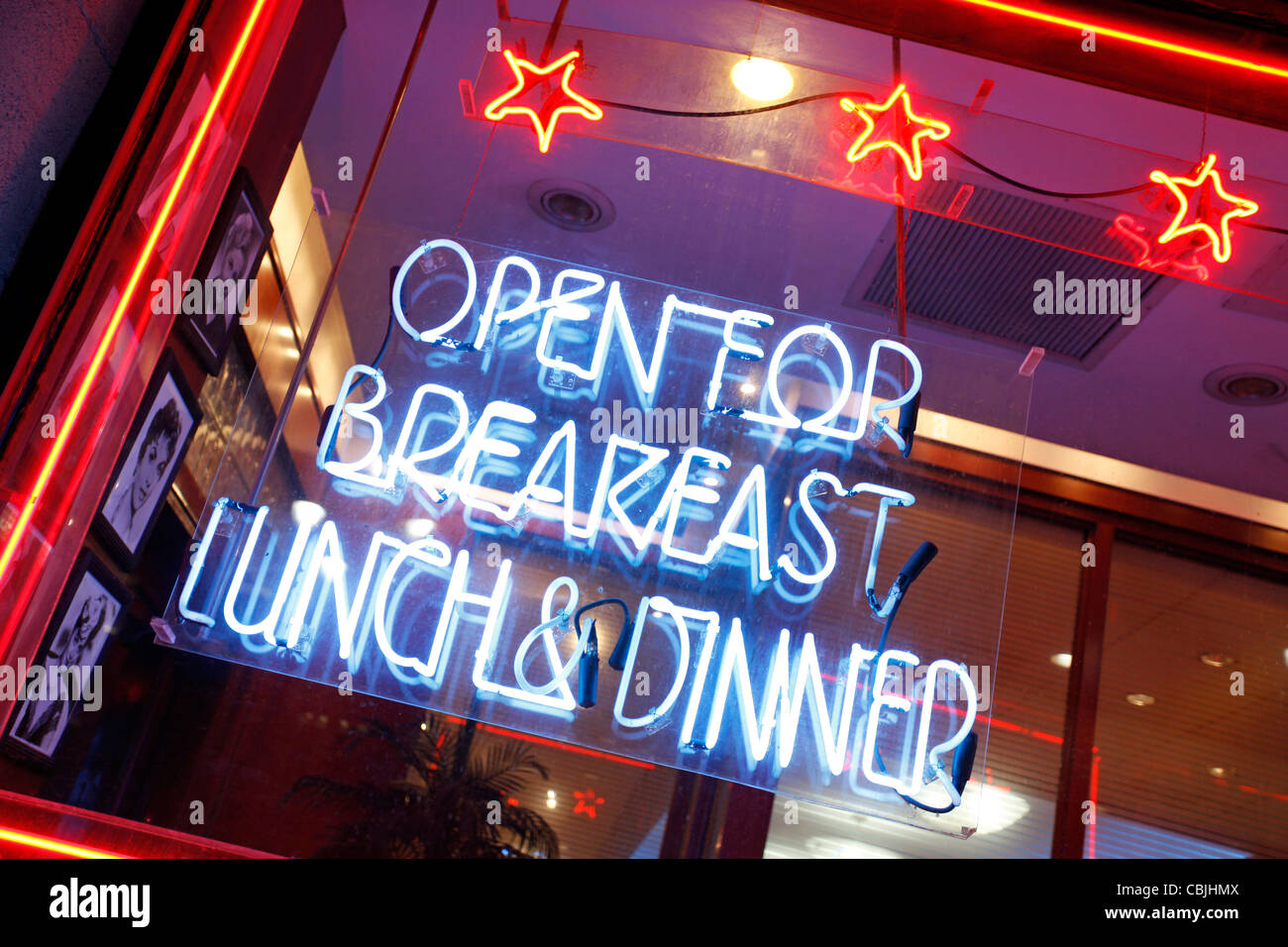 Neon Breakfast Lunch Dinner Sign High Resolution Stock Photography and ...