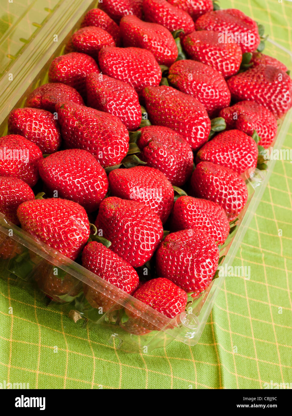 Fresh ripe strawberries in clear plastic container Stock Photo - Alamy