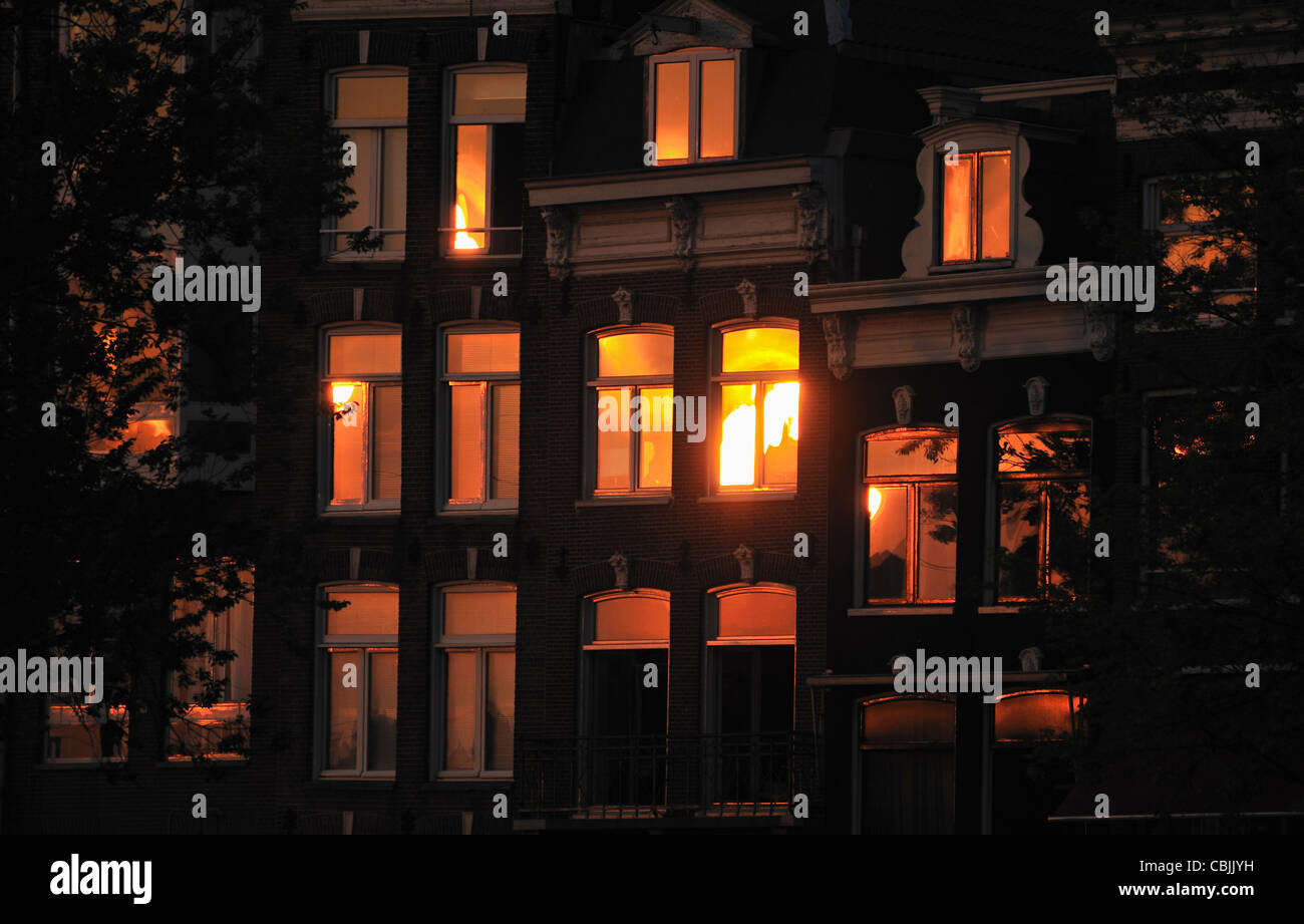 Windows at sunset, Amsterdam, Holland Stock Photo - Alamy