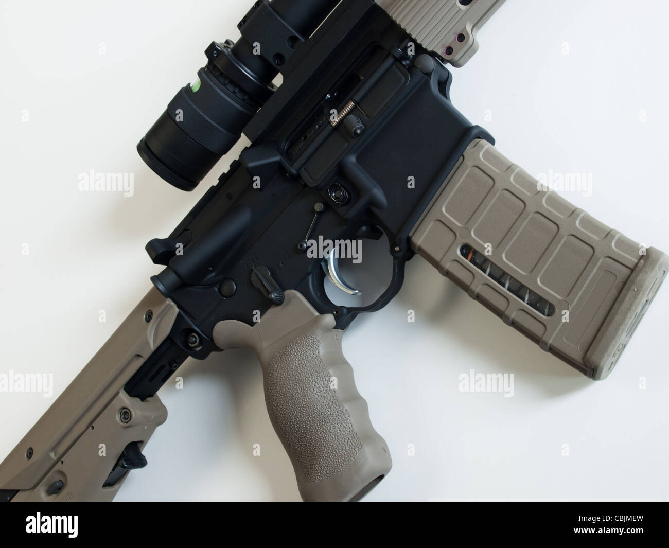 Standard US Army AR-15 Assault rifle fitted with barrel bipod ...