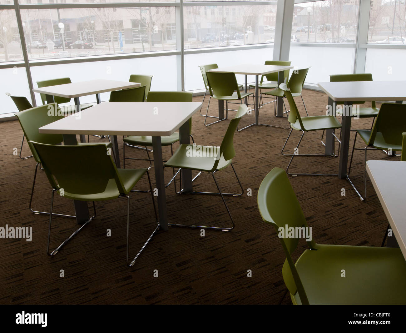 Break room with glass windows Stock Photo - Alamy