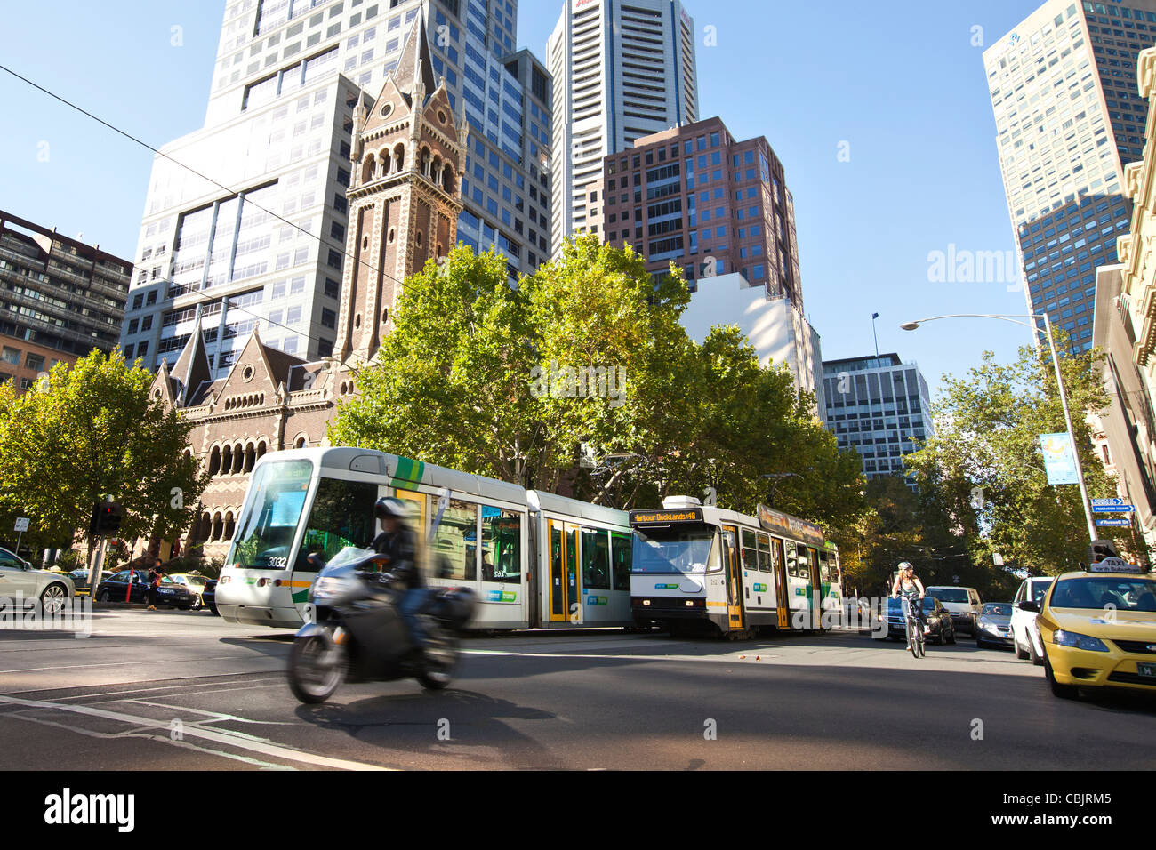 Public and private transport in Melbourne Australia architecture sunny ...