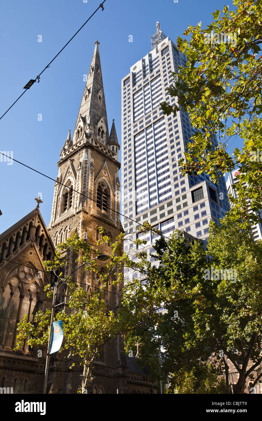 Neo gothic architecture collins street melbourne hi-res stock ...