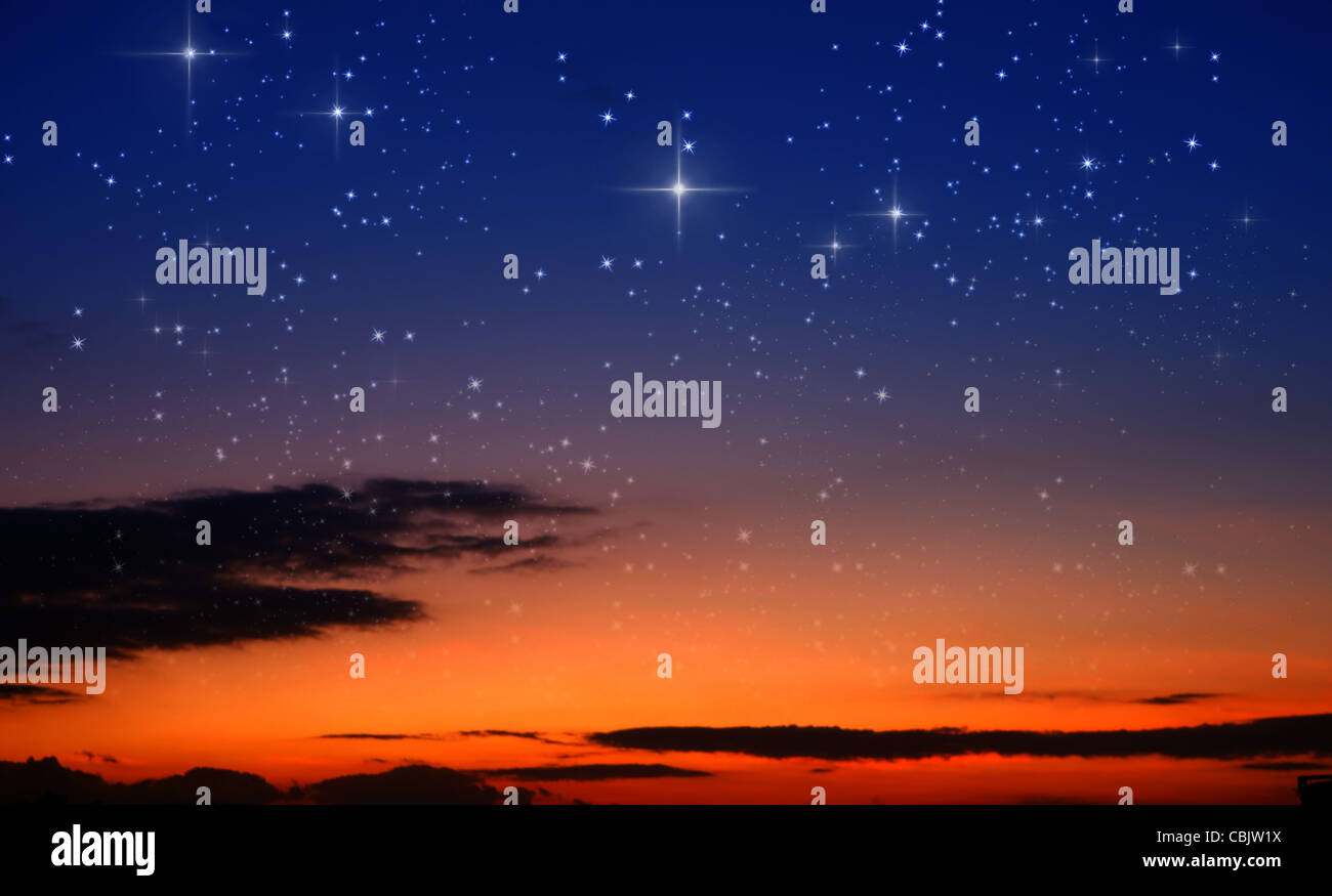 sunset and the stars Stock Photo - Alamy