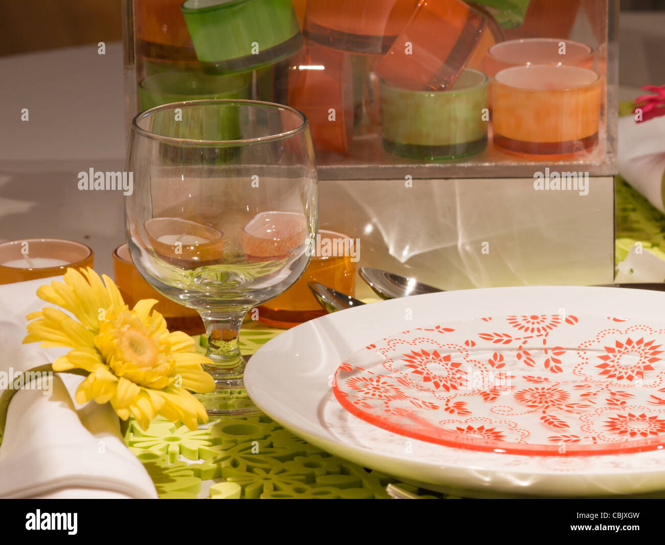 Table setting with Spring theme Stock Photo - Alamy