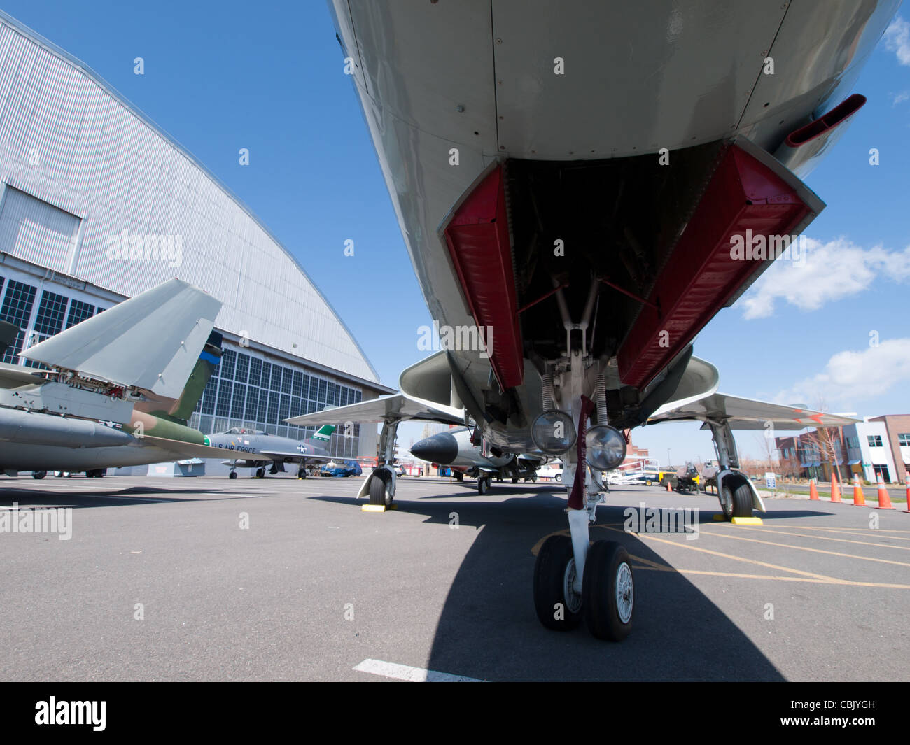Old jet fighter of the US Air Force in Wing Over the Rockies Air and ...