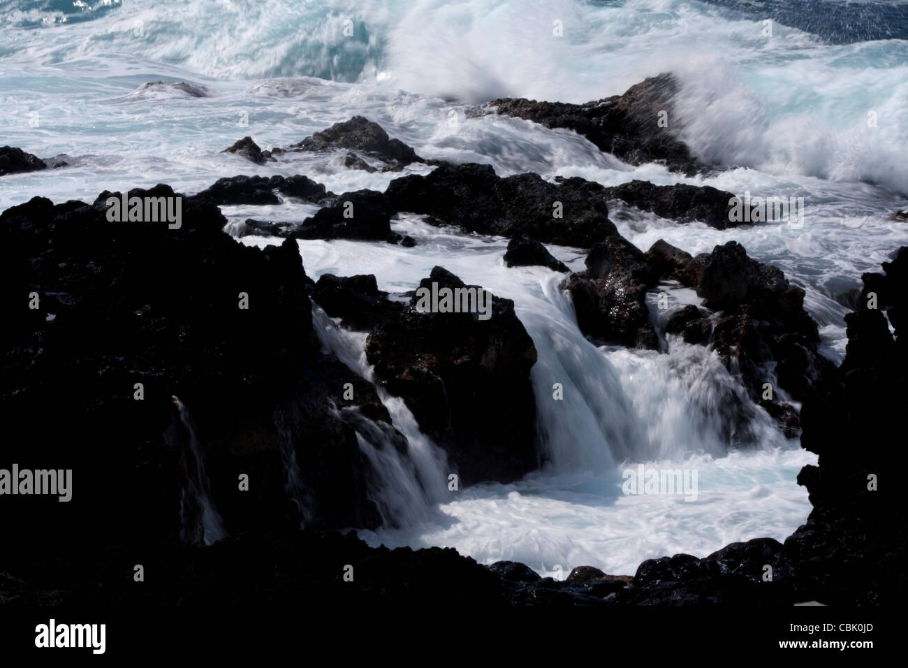Waterfall Surf Waves Hawaii Stock Photo - Alamy
