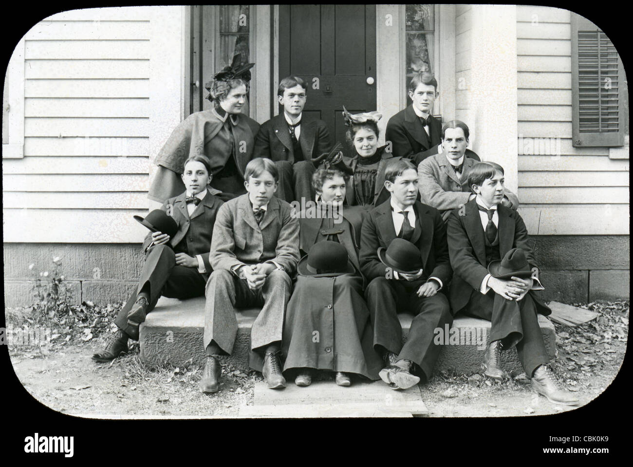 Circa 1900 antique photograph of a group of young men and women Stock ...