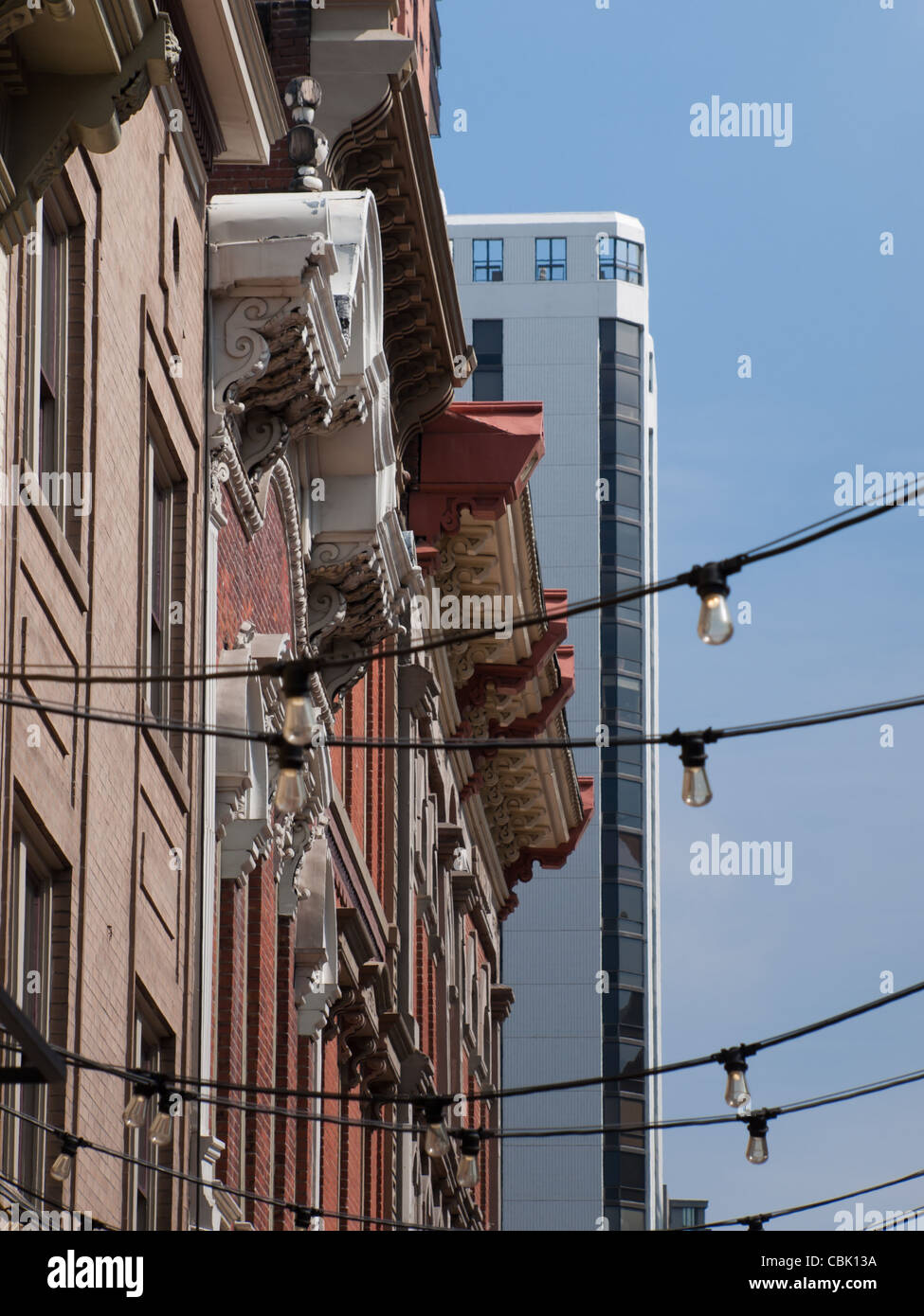 Street lights at Larimer Square in downtown Denver, Colorado Stock ...