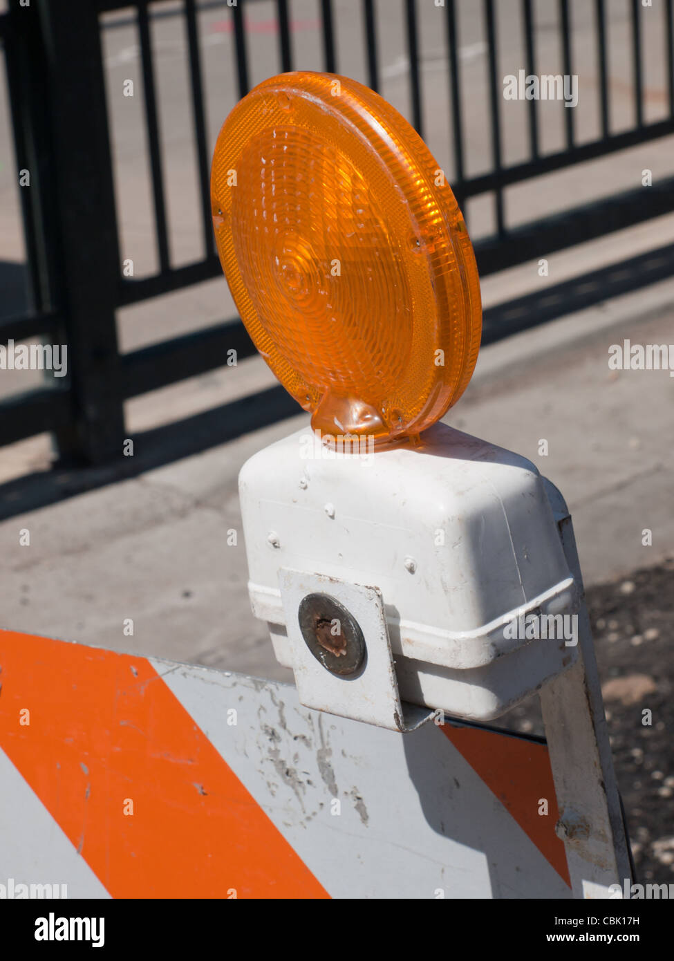 Construction cone with warnign light at the top Stock Photo - Alamy