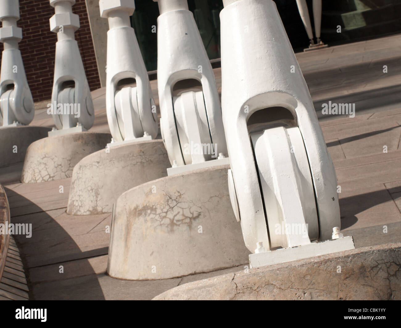 Suspension anchors for a Millenium Bridge in Denver, Colorado Stock ...
