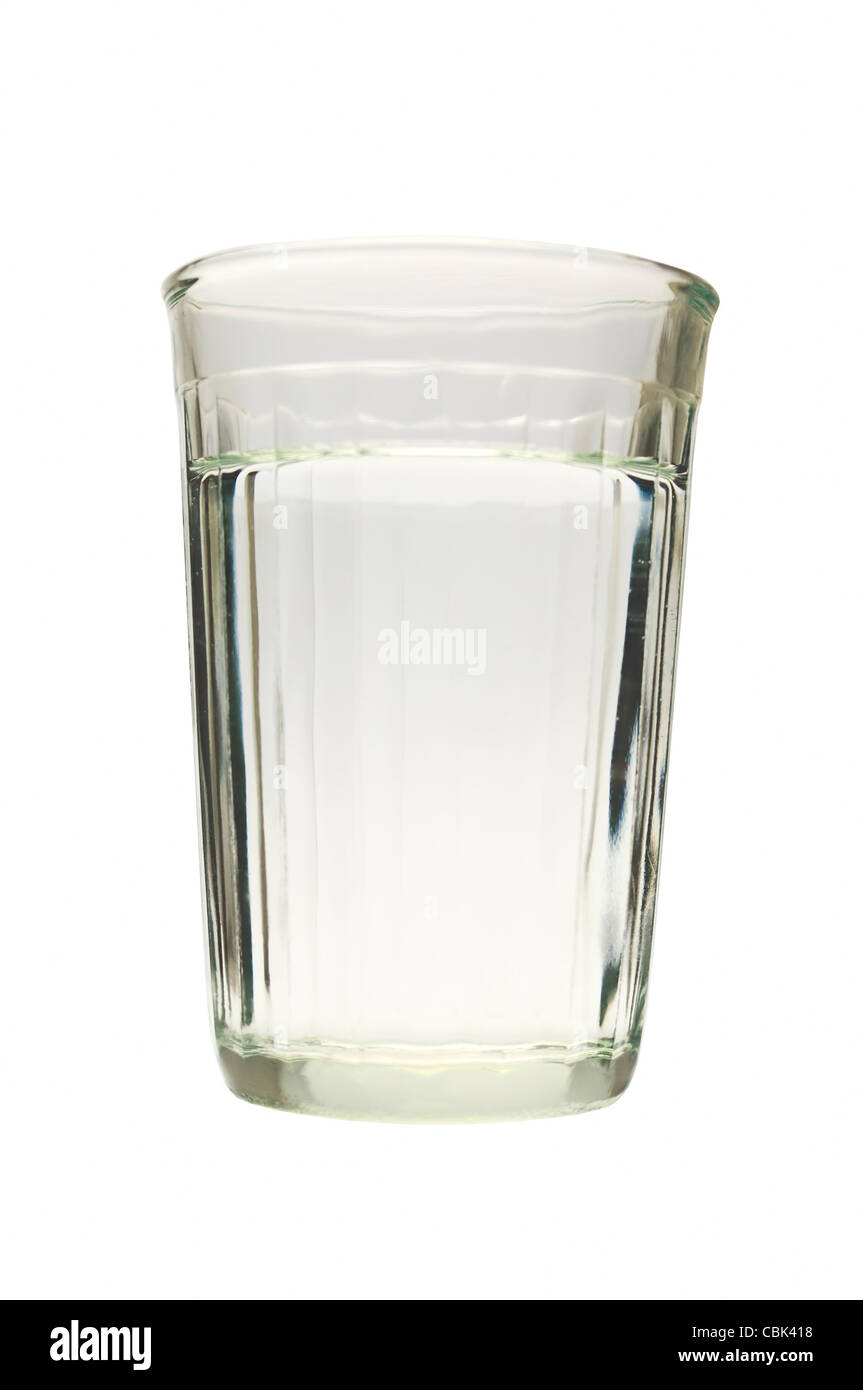 glass with transparent liquid on white background Stock Photo - Alamy