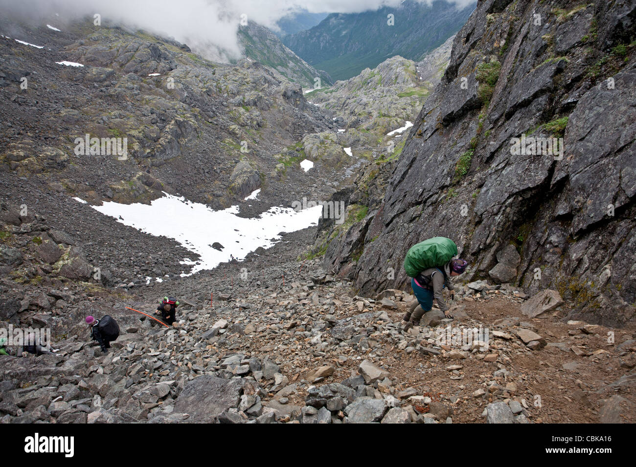 Women ascending the Chilkoot Pass. Chilkoot Trail. Alaska. USA Stock ...