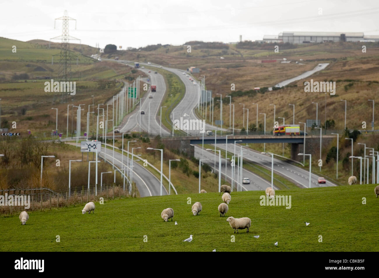 The A465 Heads of the Valleys main road at the top of the South Wales ...