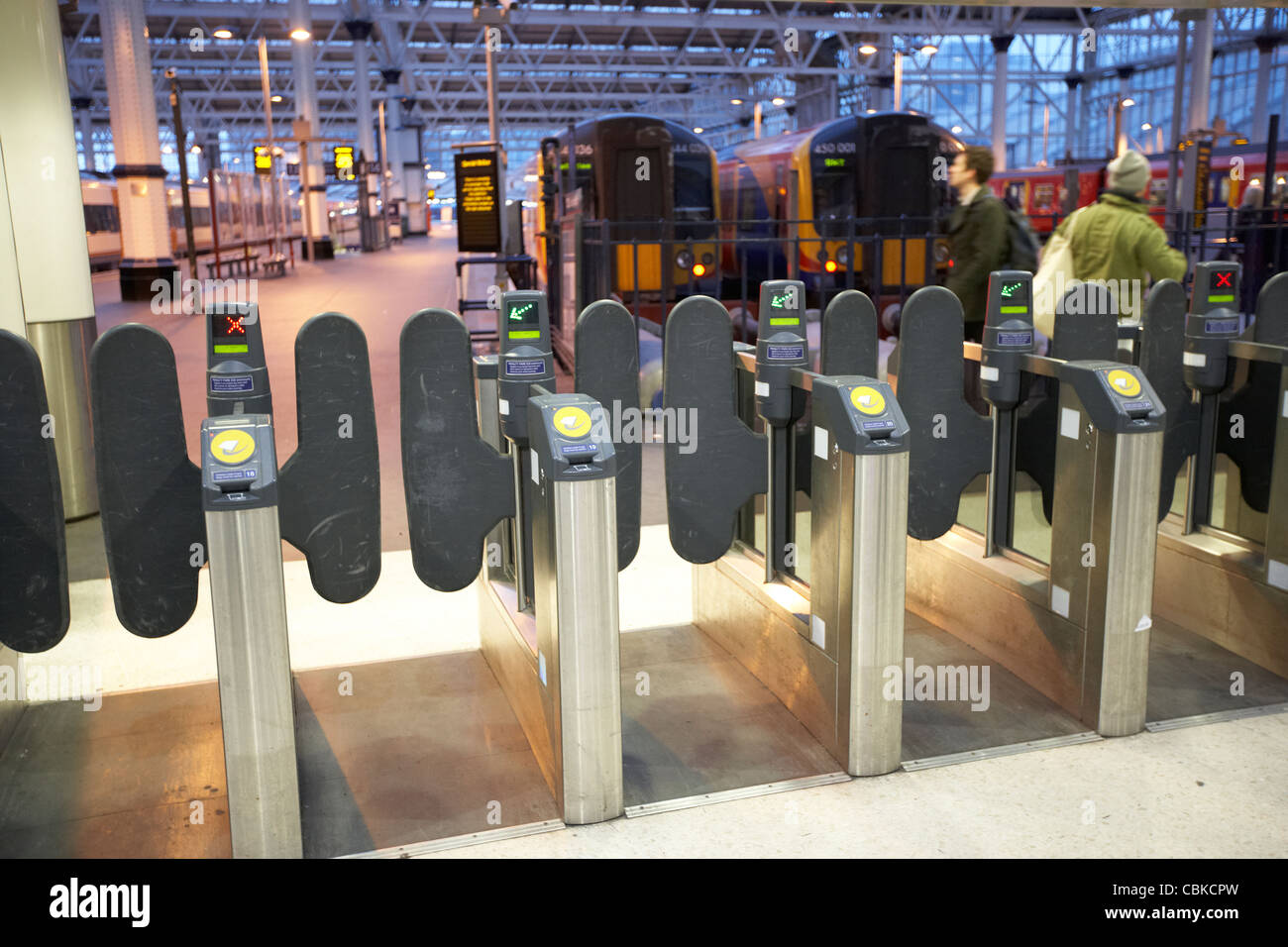 ticket barrier machines at waterloo rail station london england united ...