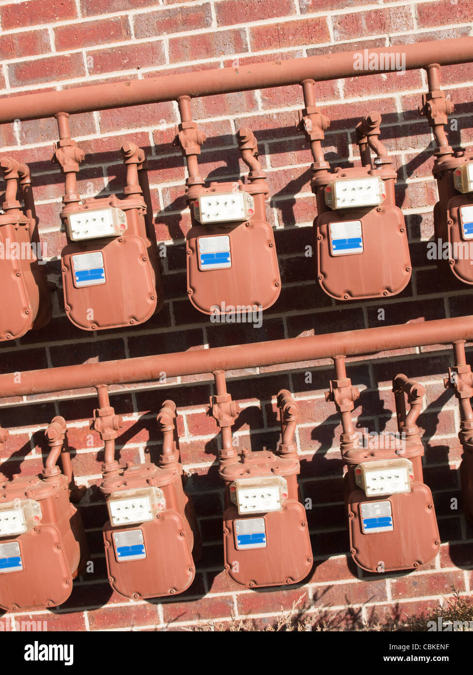 Water meters on the wall of apartment building Stock Photo - Alamy