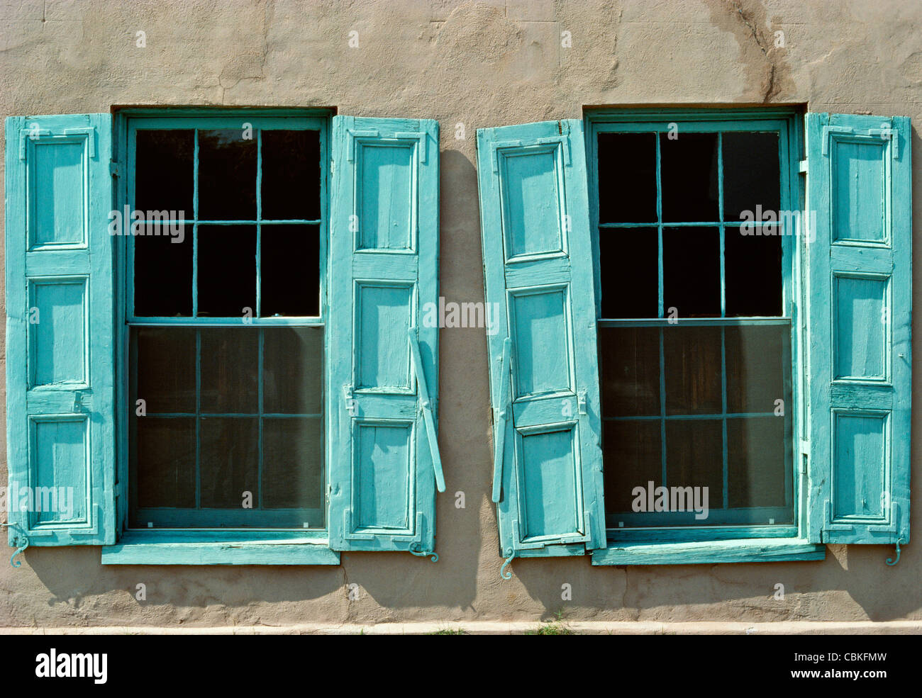 Rustic Aqua Painted Wooden Shutters and Windows, Charlestown, SC, USA ...