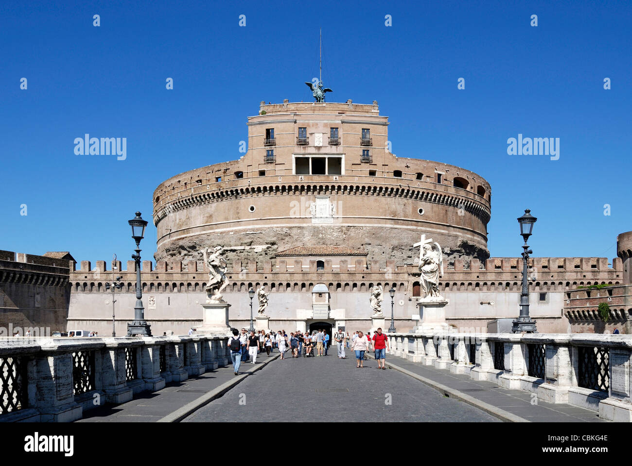 Angel castle with the Angel bridge at the Tiber in Rome - Mausoleum of ...