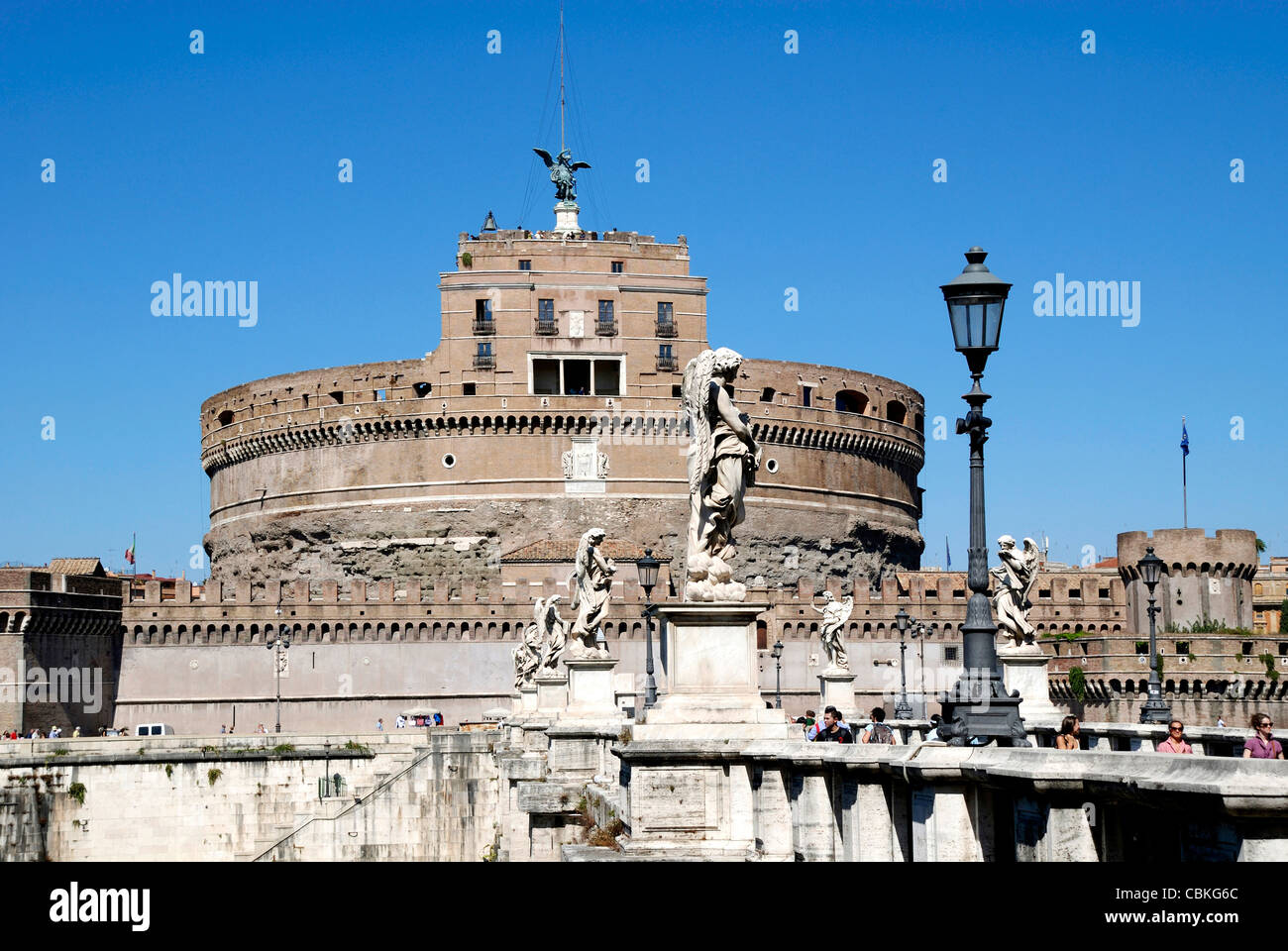 Angel castle with the Angel bridge at the Tiber in Rome - Mausoleum of ...