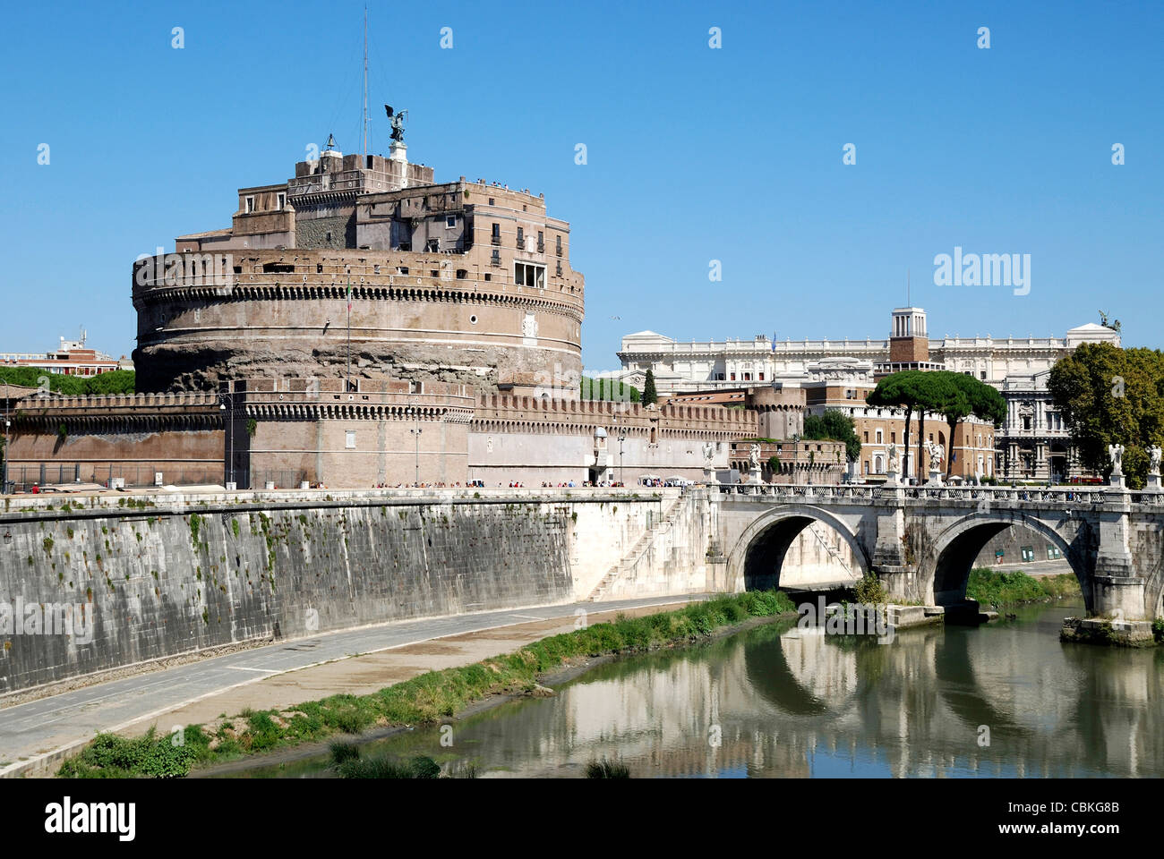 Angel castle with the Angel bridge at the Tiber in Rome - Mausoleum of ...