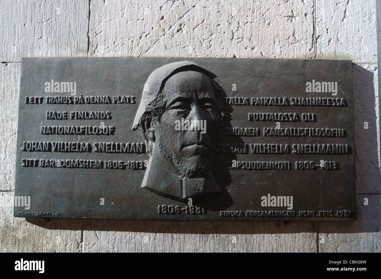 Plaque commemorating the childhood home of Johan Snellman a Finnish ...