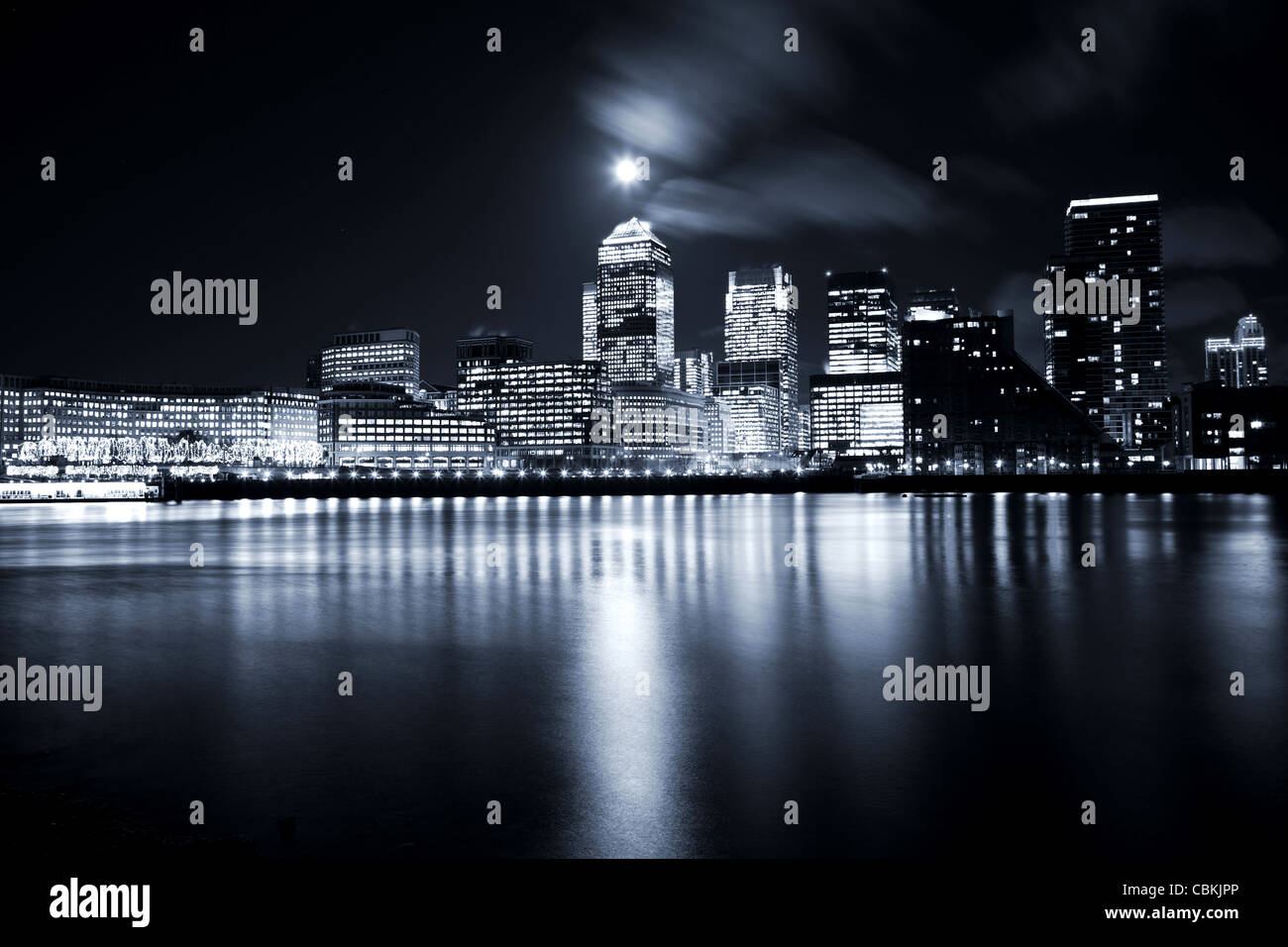 Full moon over London skyscrapers Stock Photo - Alamy