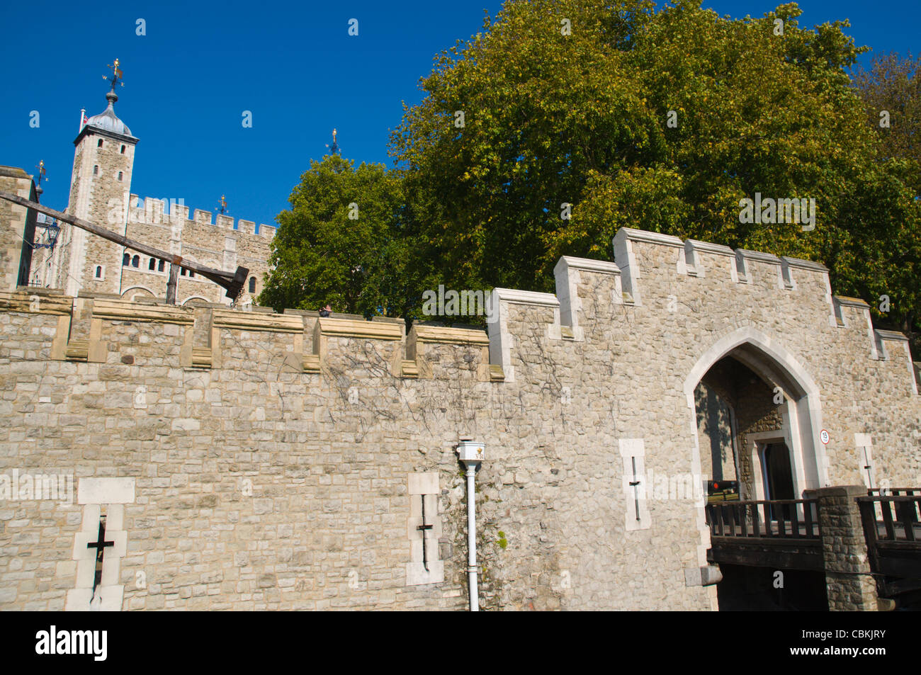 Tower of London fortress complex exterior Tower Hill area central ...