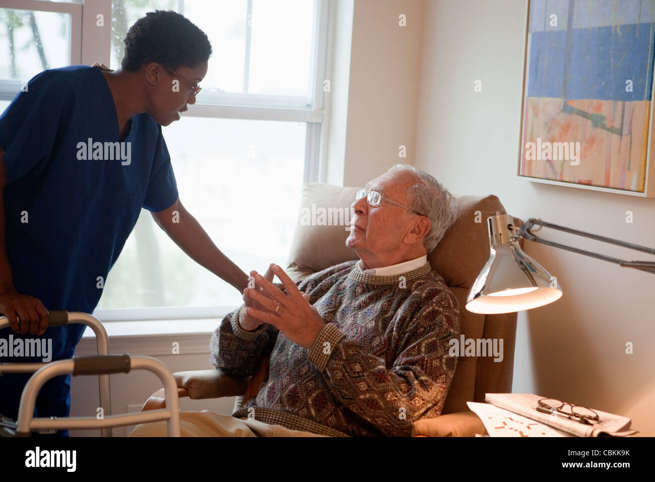 Old black man with nurse hi-res stock photography and images - Alamy