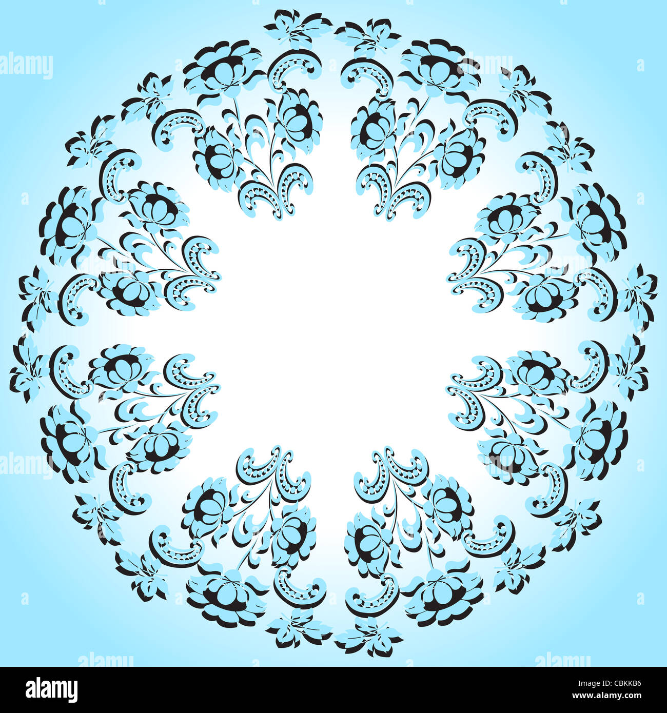 Round blue floral frame Stock Photo - Alamy