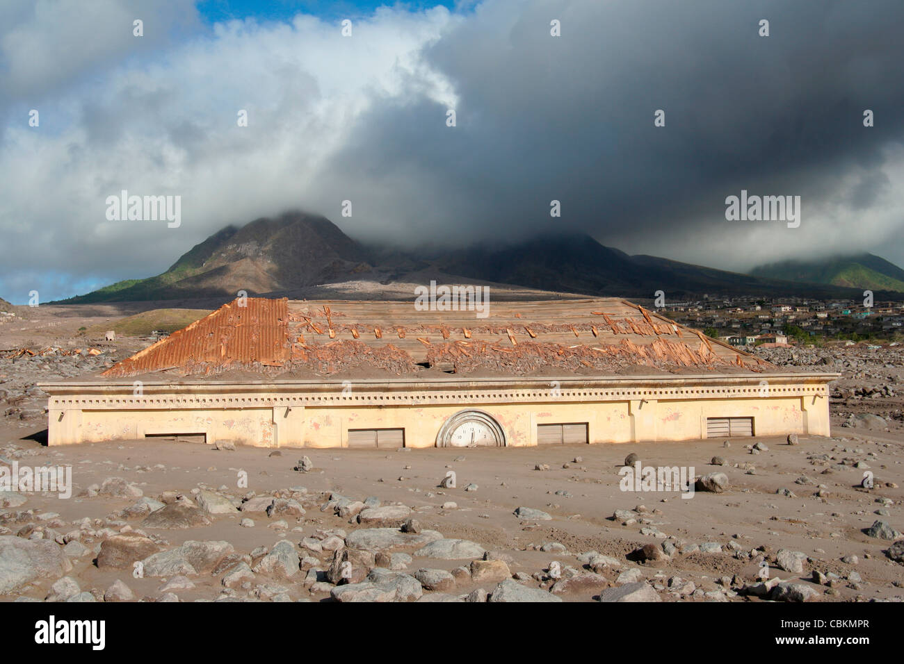 Plymouth Courthouse Building buried in lahar deposits from Soufriere ...