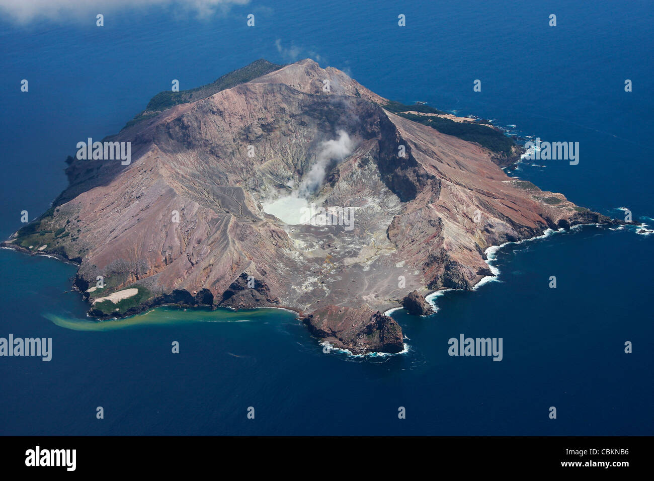 November 2007 - Aerial view of White Island (Whakaari) volcano with ...