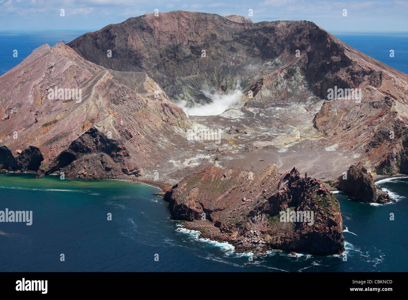 November 2007 - Aerial view of White Island (Whakaari) volcano with ...
