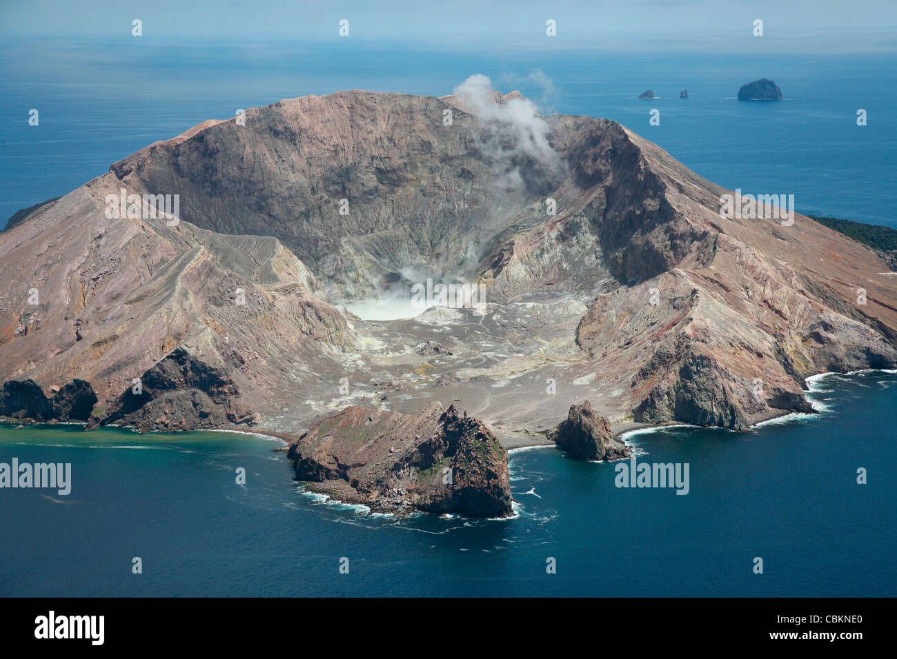 November 2007 - Aerial view of White Island (Whakaari) volcano with ...